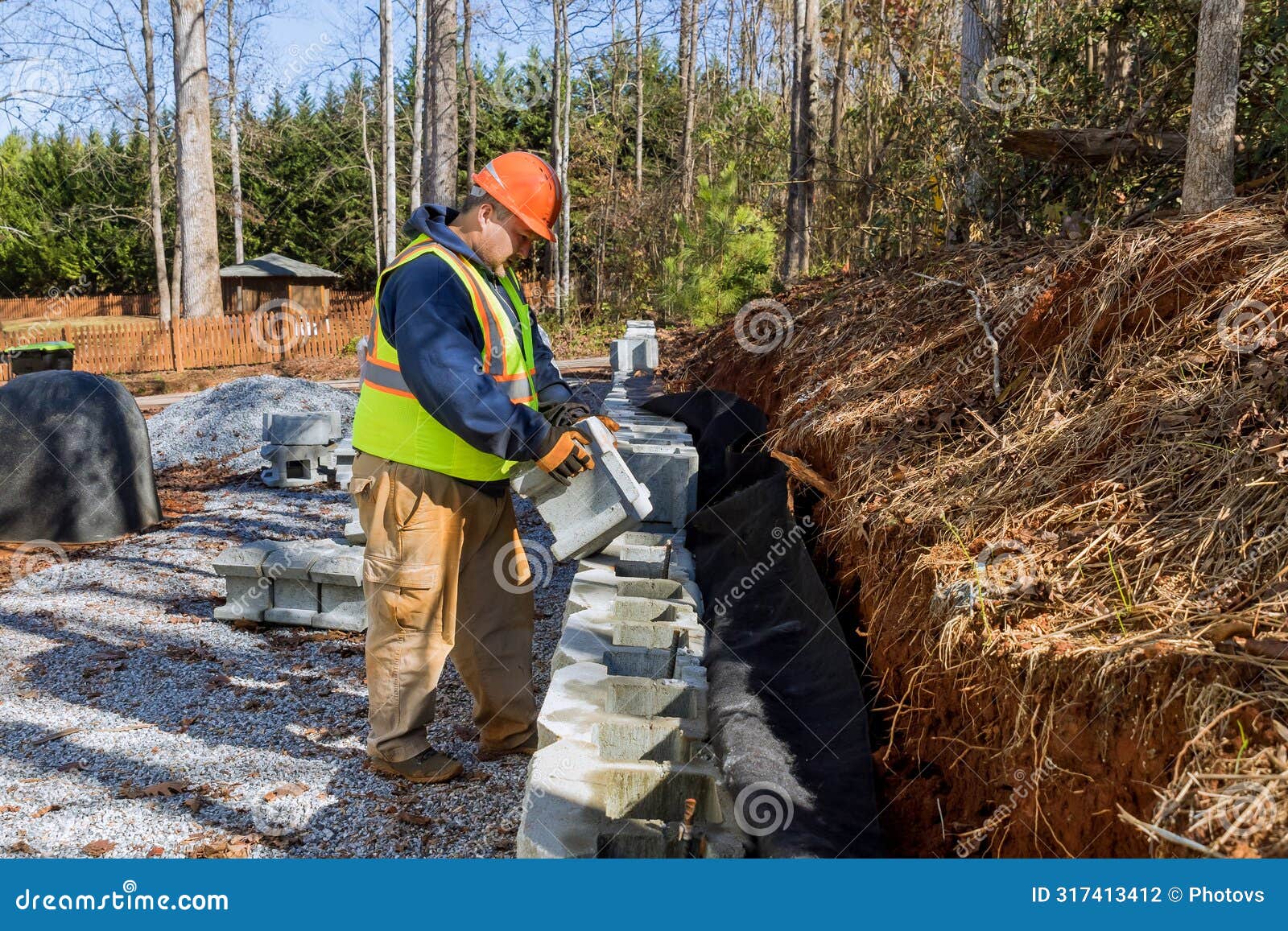 During Installation of Concrete Block Retaining Wall, Contractor ...