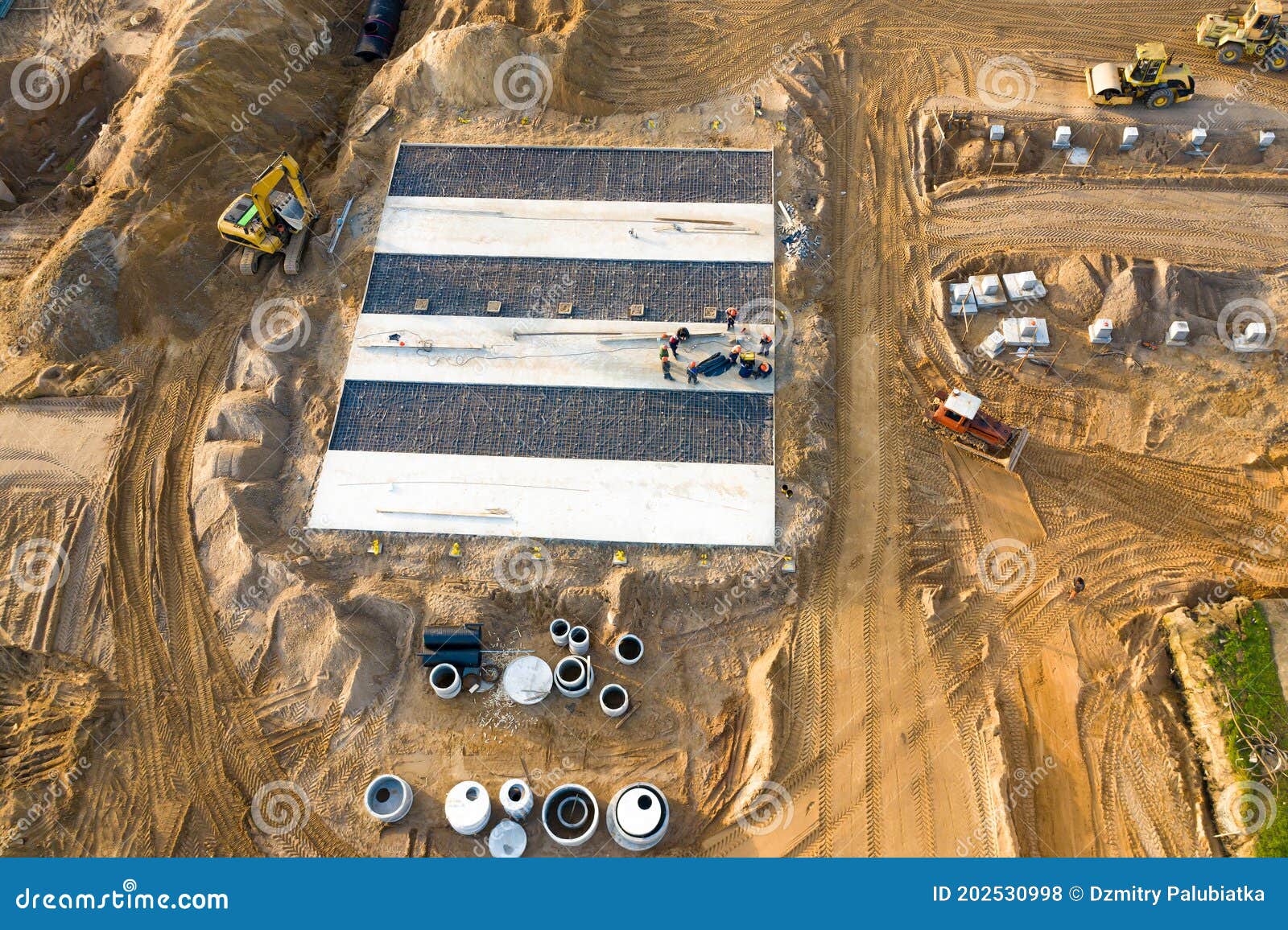 Installation of a Concrete Floor for a Frame Plant Top View Stock Photo ...