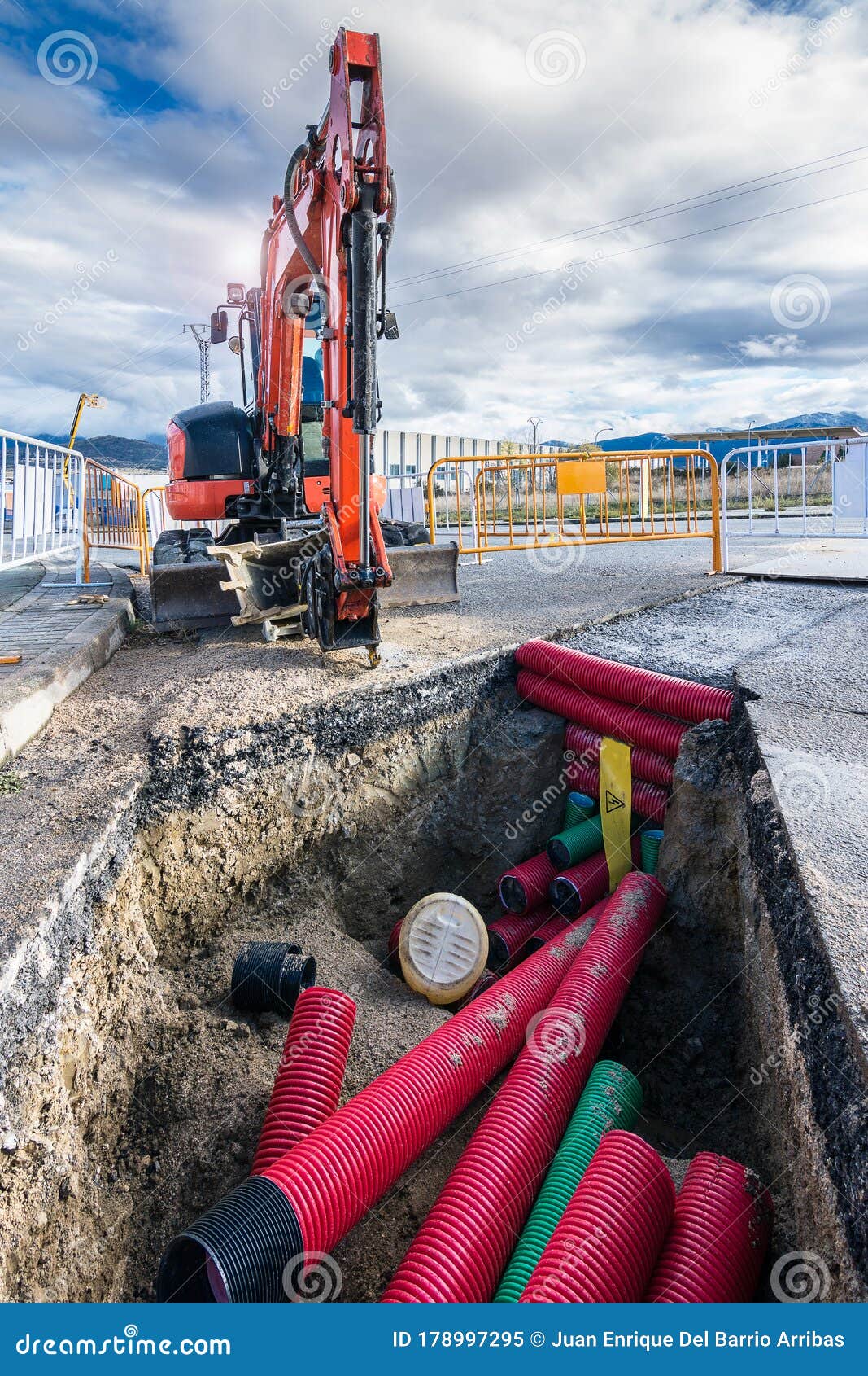 Installation of Connection Tube for Communication and Technology Stock ...