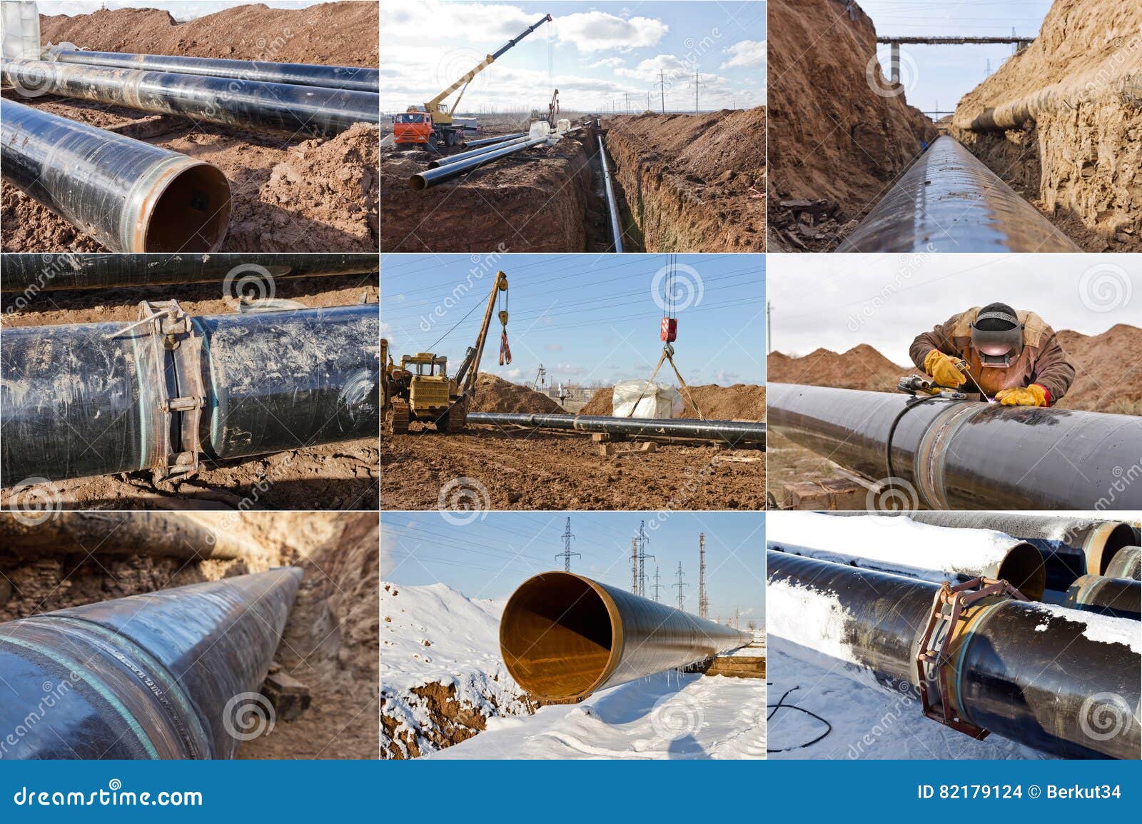 Installation and Construction of the Main Pipeline Welding Stock Photo ...