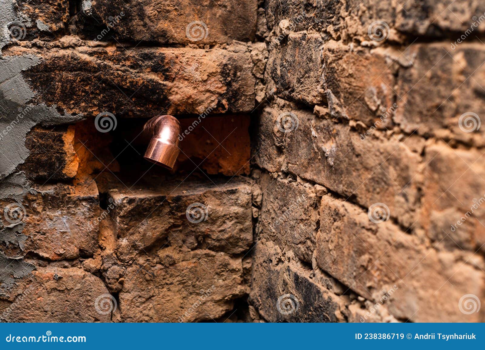 Installation of Copper Pipes for Water Supply To the Fireplace. Stock ...