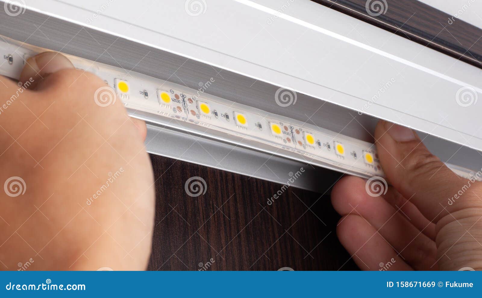 Installation of Decorative LED .diode Strip Mounting Stock Image ...