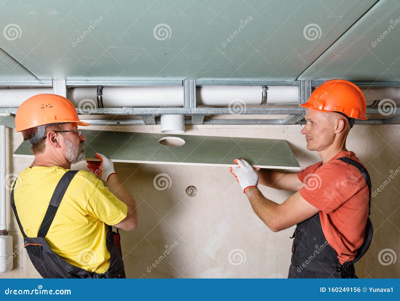 Installation of drywall stock photo. Image of board - 160249156