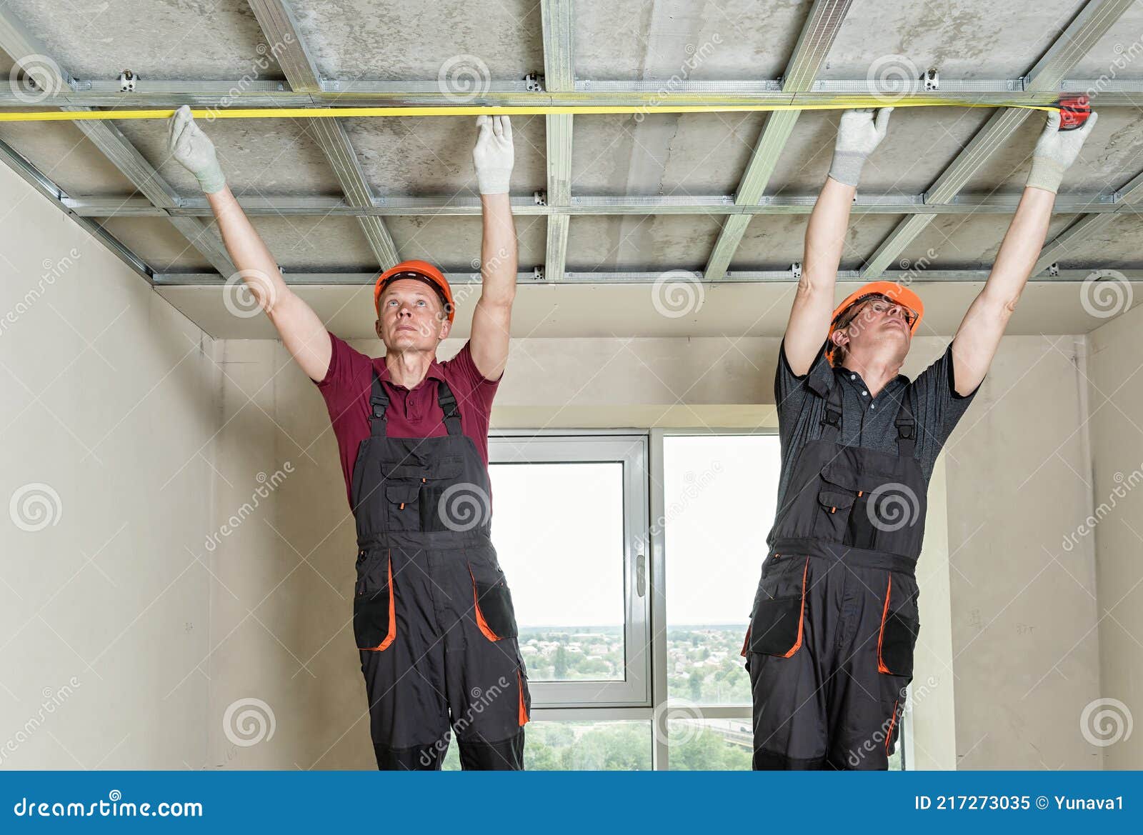 Installation of drywall stock image. Image of apartment - 217273035