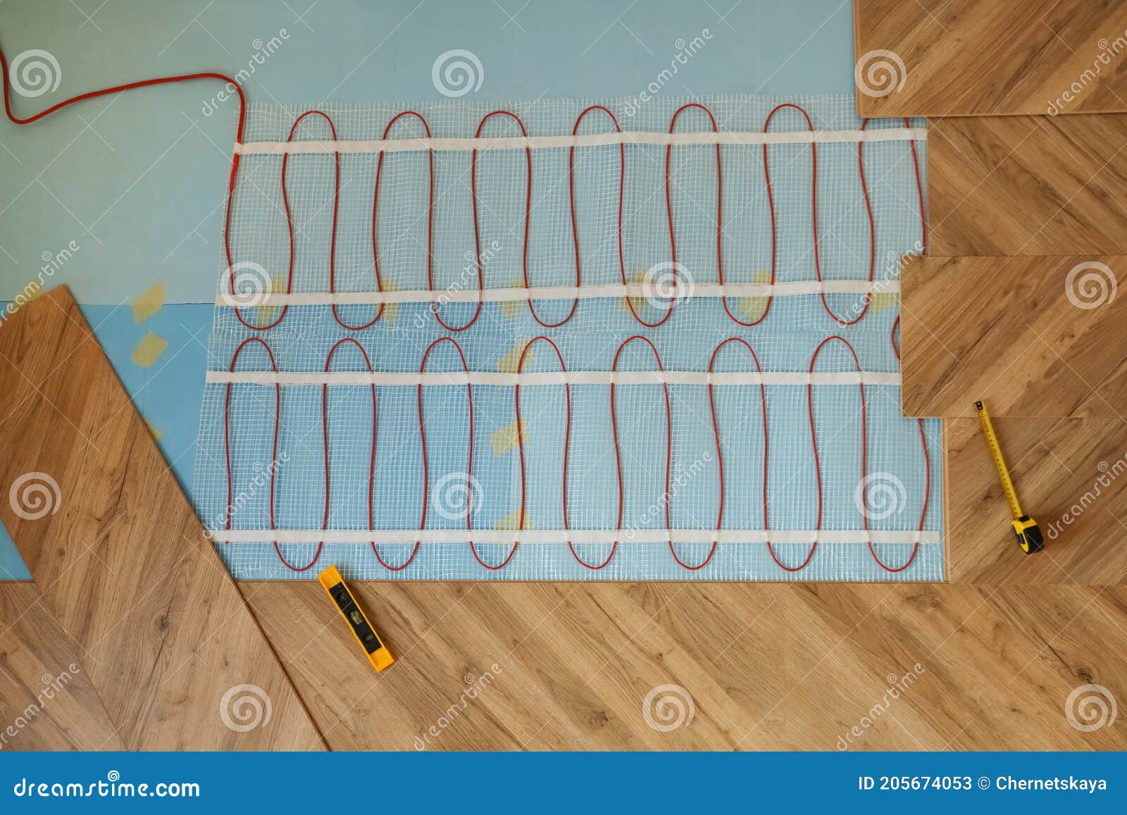 Installation of Electric Underfloor Heating System Indoors, Top View ...