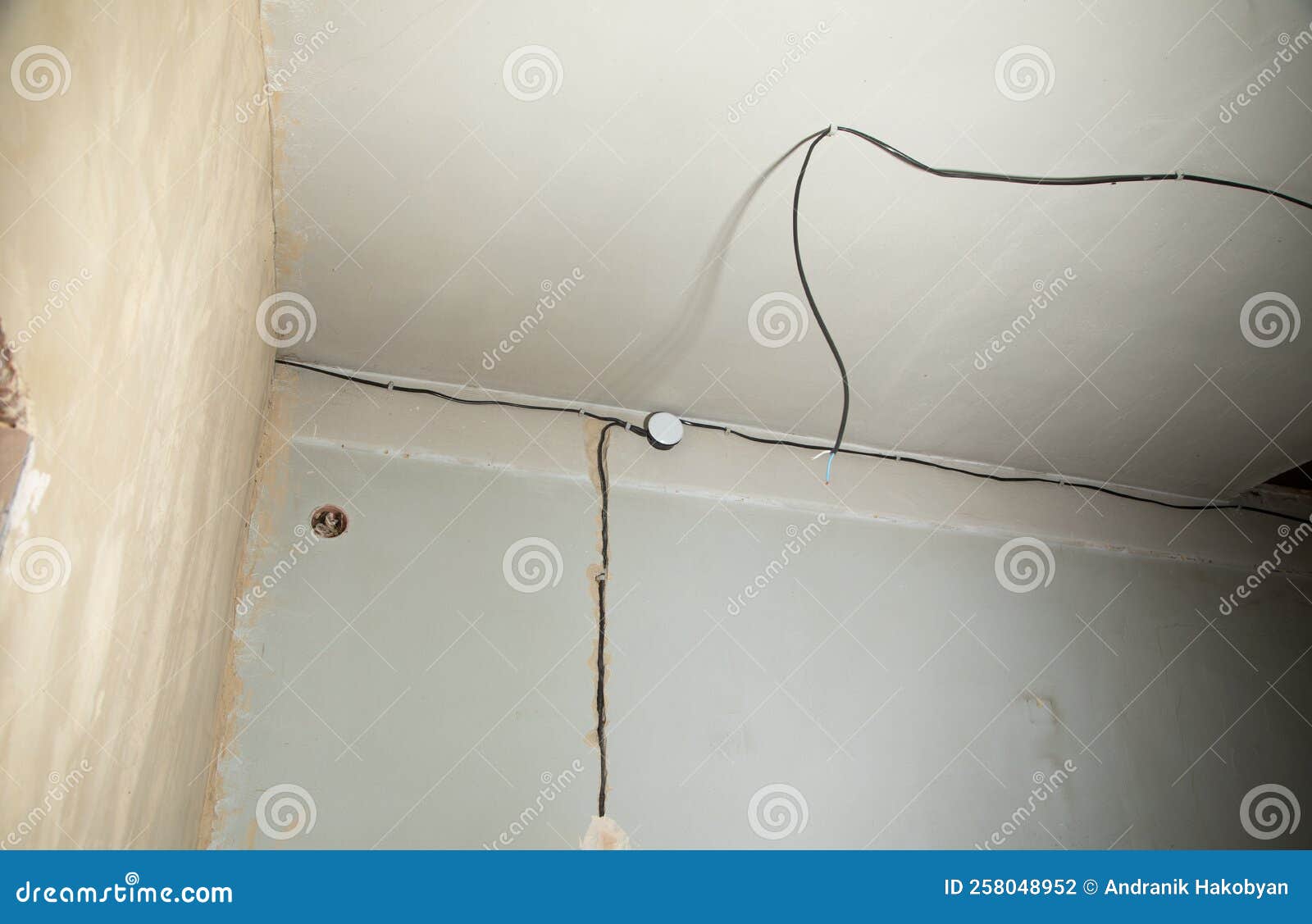 Installation Electrical Cables at Home Stock Photo - Image of repair ...