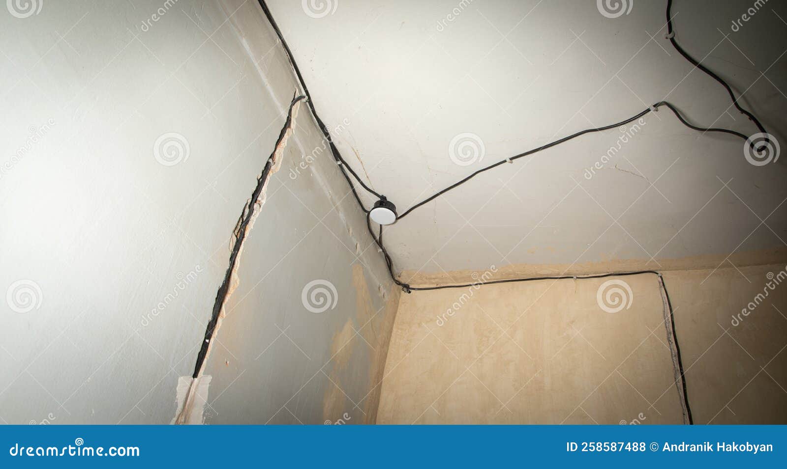 Installation Electrical Cables at Home Stock Photo - Image of wall ...