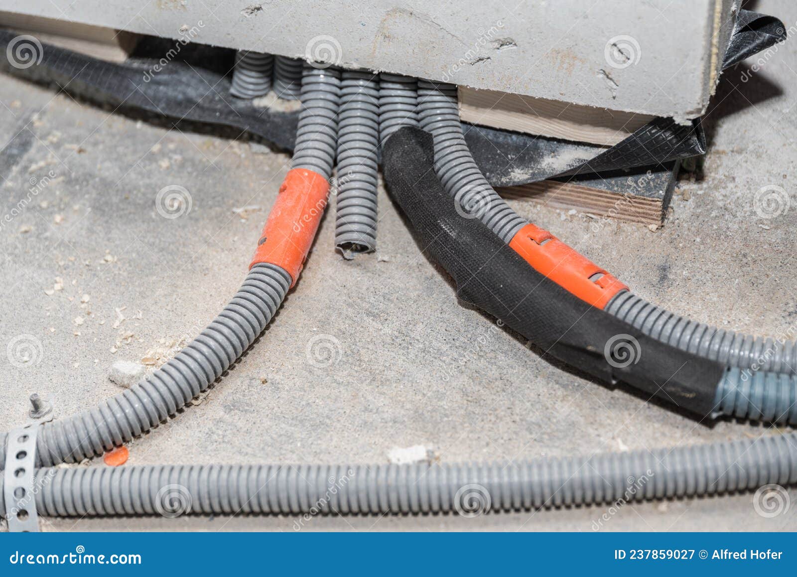 Construction Site with Empty Pipes - Electrical Installation Stock ...