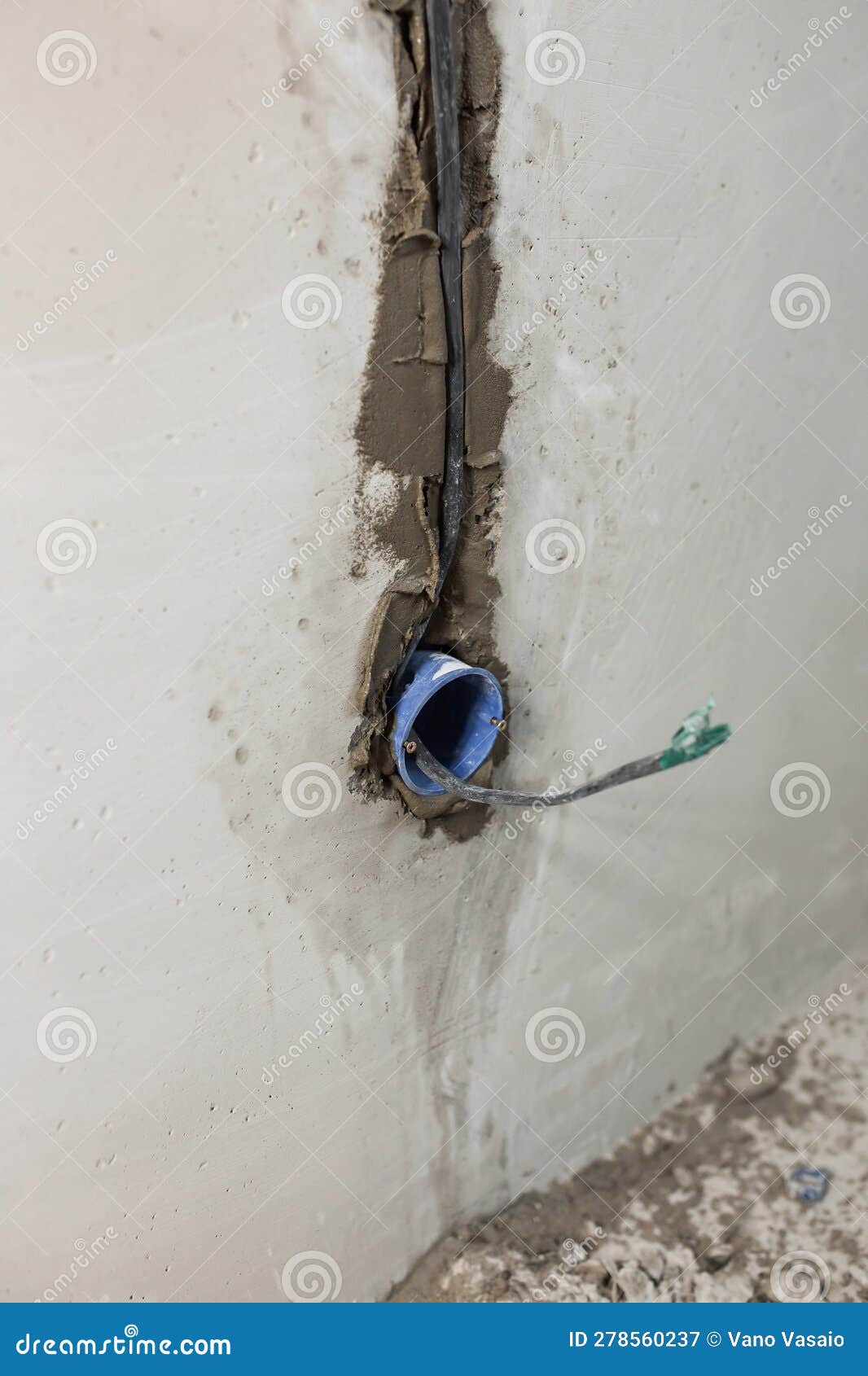 Installation of Electrical Outlets in a Concrete Wall Stock Image ...