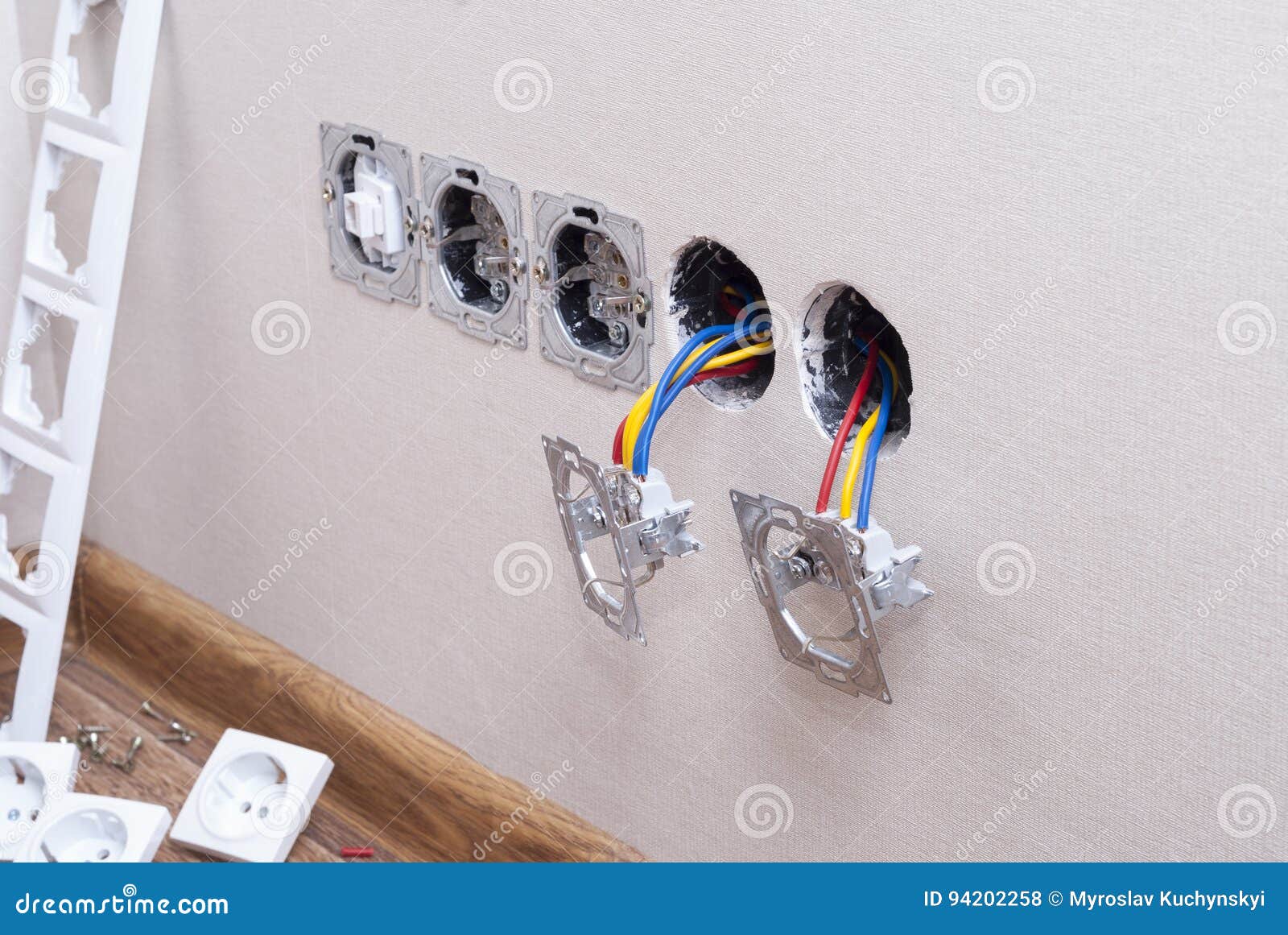 Installation of Electrical Outlets Stock Photo - Image of volt, safety ...