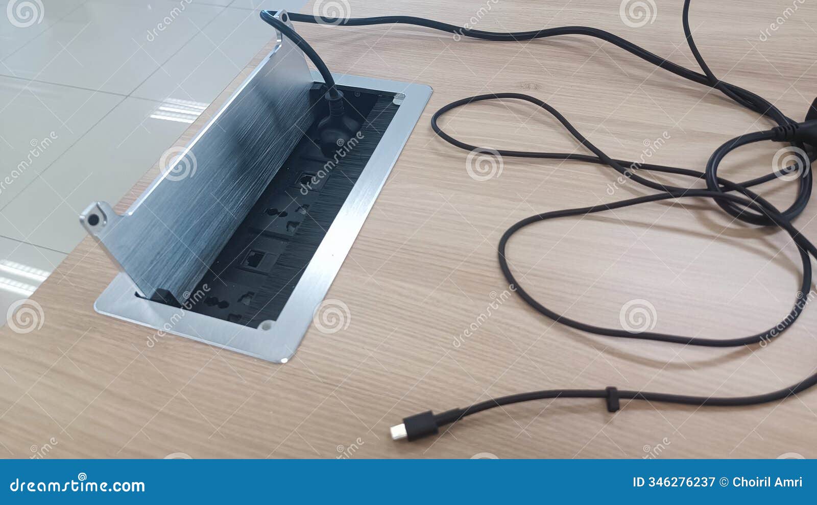 Installation of Electrical Sockets on the Work Desk Stock Image - Image ...