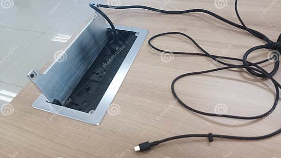 Installation of Electrical Sockets on the Work Desk Stock Image - Image ...