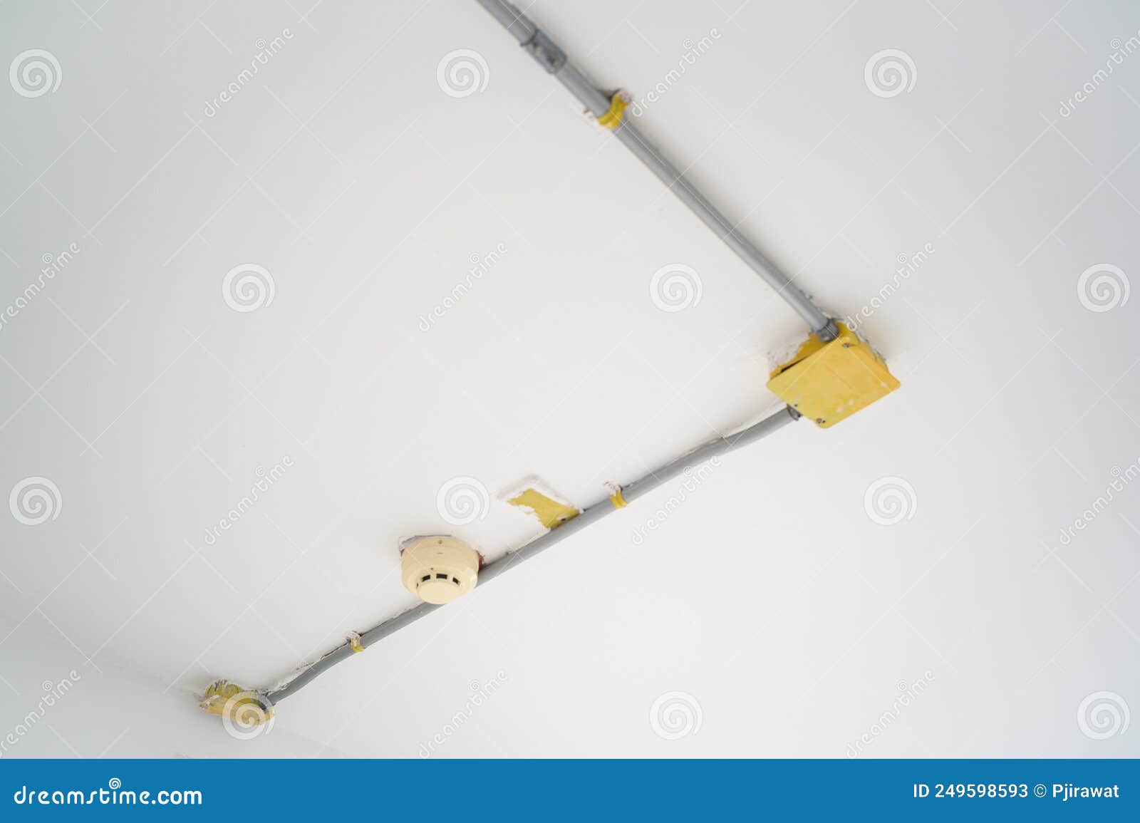 Installation of Electrical Wiring on the Ceiling Stock Image - Image of ...