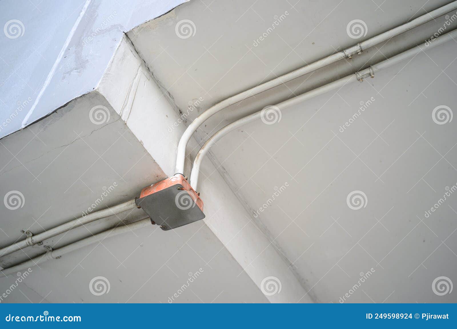 Installation of Electrical Wiring on the Ceiling Stock Photo - Image of ...