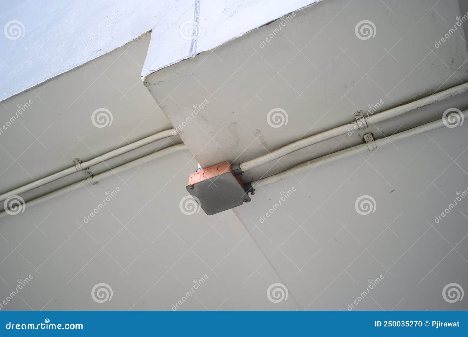 Installation of Electrical Wiring on the Ceiling Stock Photo - Image of ...