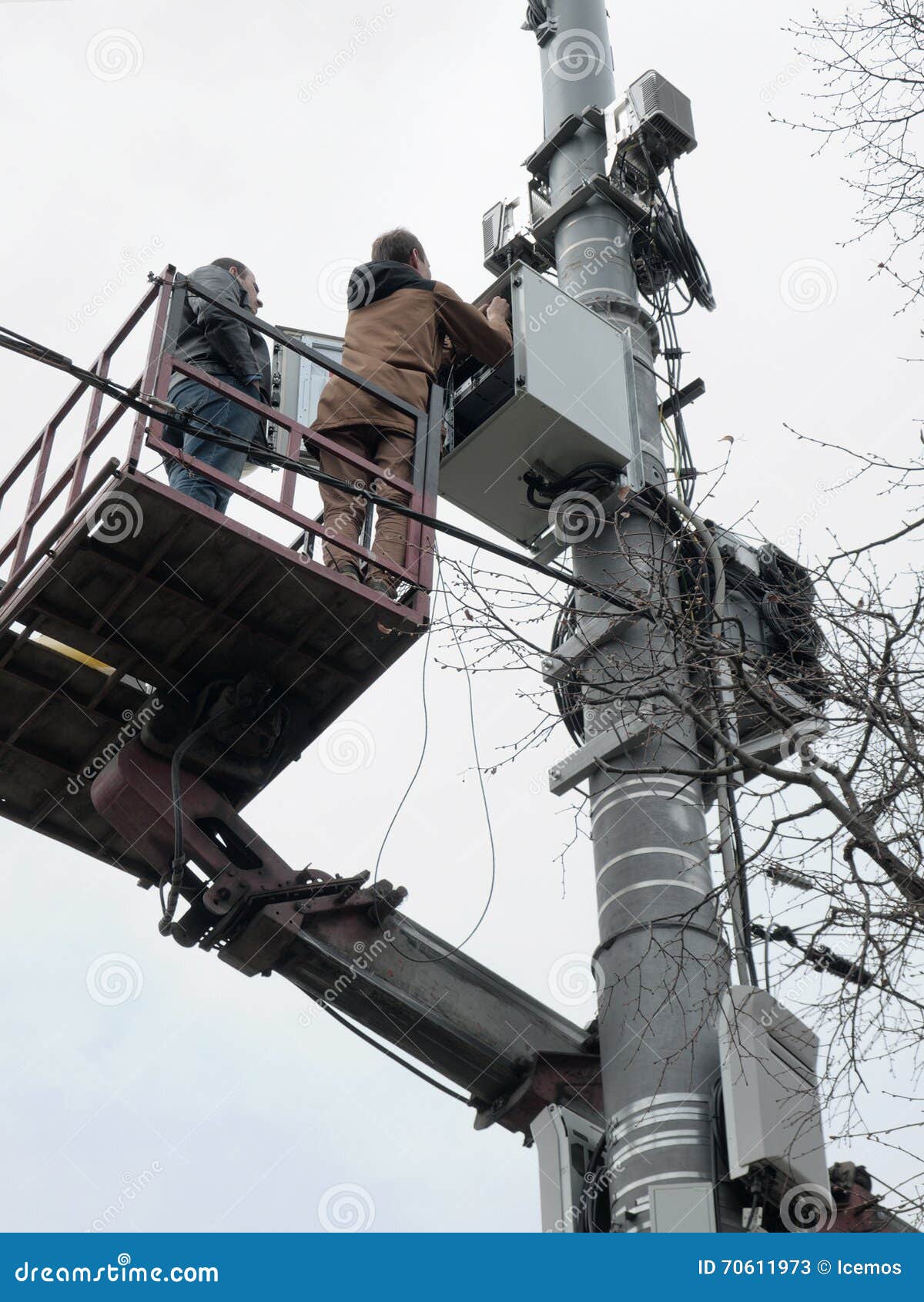 Installation of Equipment on the Cell Tower Editorial Stock Photo ...