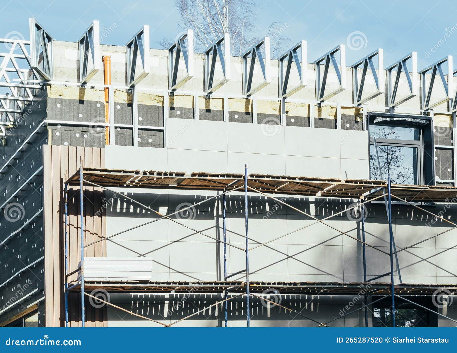 Installation of the Facade of a New House Stock Photo - Image of wall ...