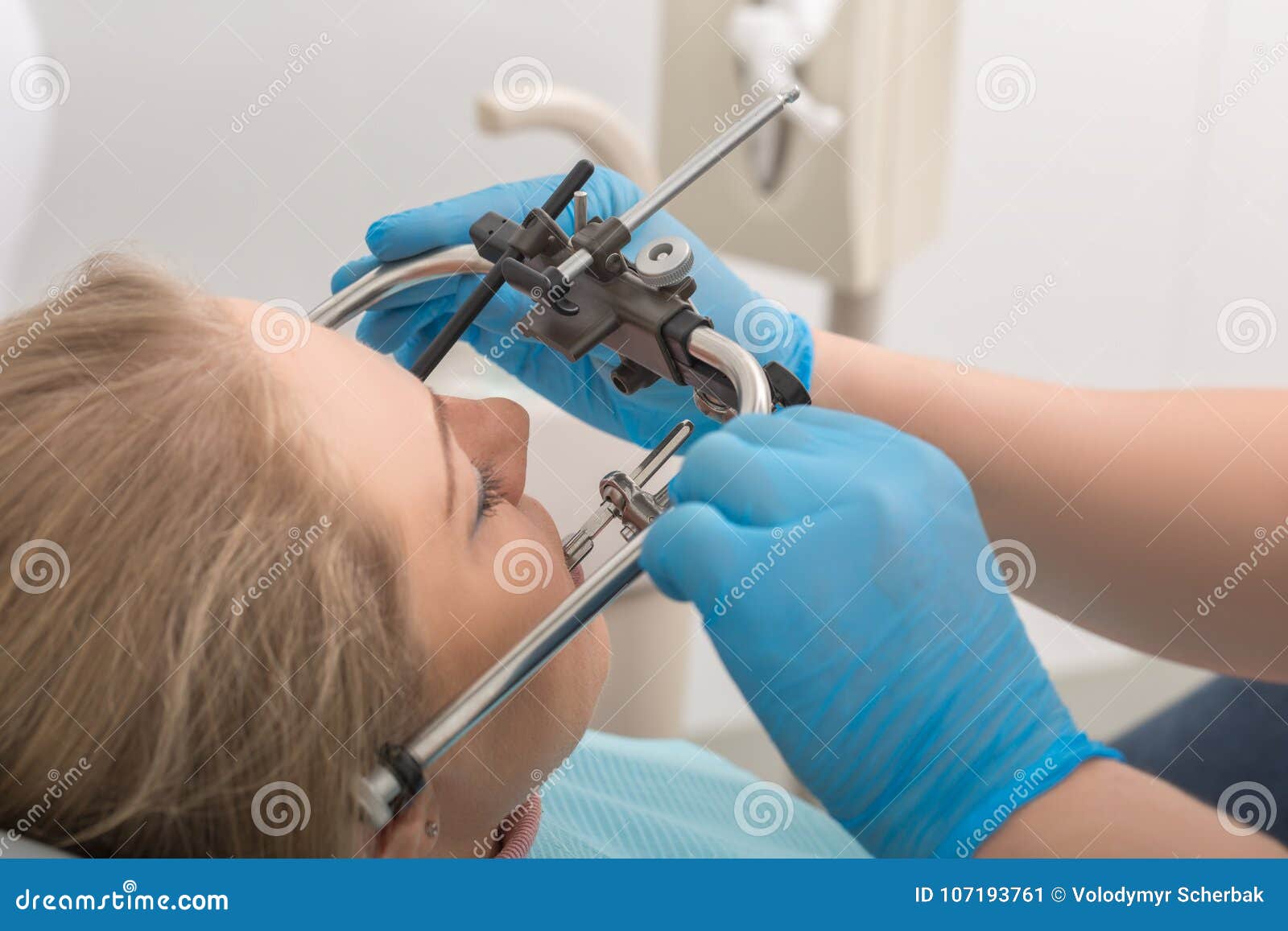 Installation of the Face-bow. Functional Diagnostics Stock Image ...