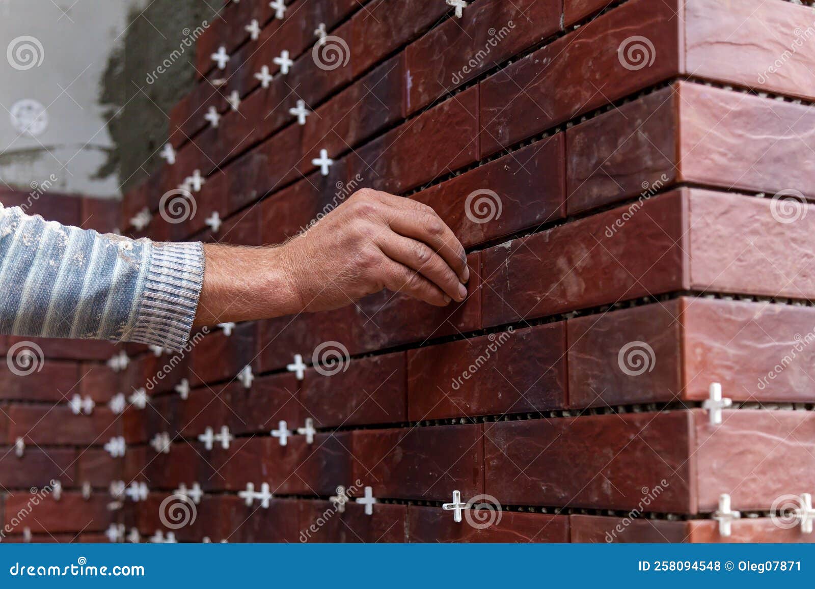 Installation of Facing Facade Tiles Stock Photo - Image of architecture ...