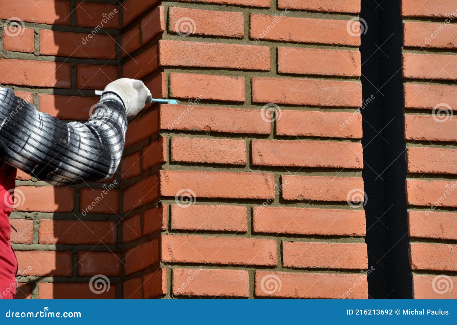 Installation of Fired Brick Cladding. after Gluing To the Wall, the ...