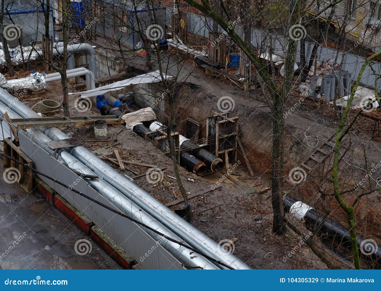 Installation of the Fixed Support of the Heating System. Stock Image ...
