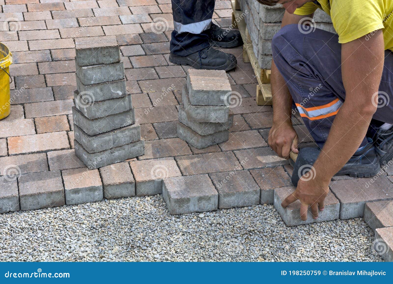Installation of Floor Bricks Stock Image - Image of bathroom ...