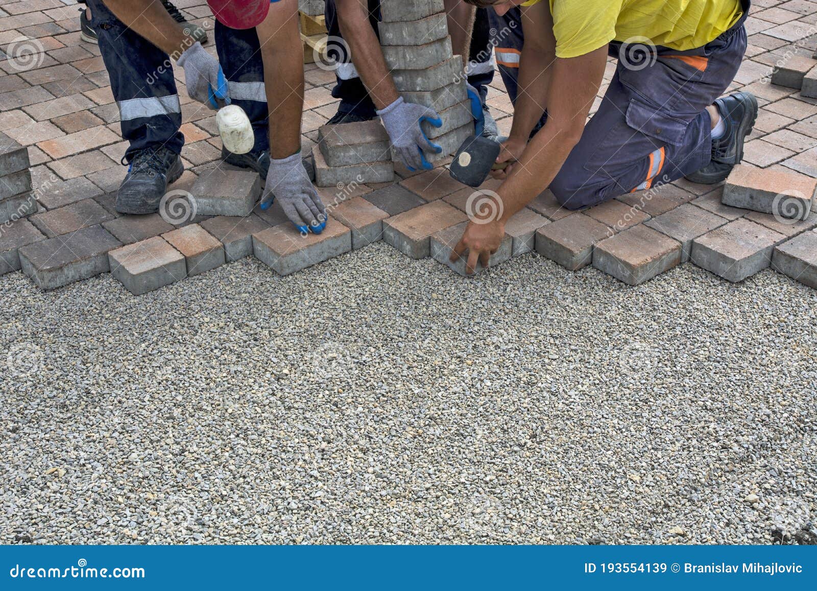 Installation of Floor Bricks Editorial Stock Image - Image of ...