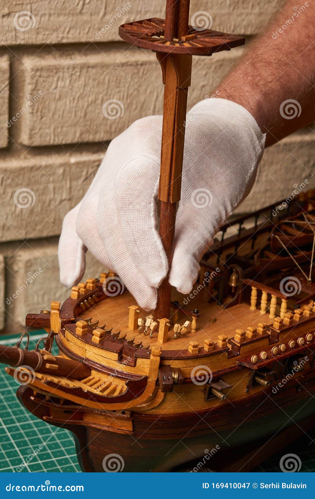 Installation of the Foremast on the Ship Model. Assembly of Ship Model ...
