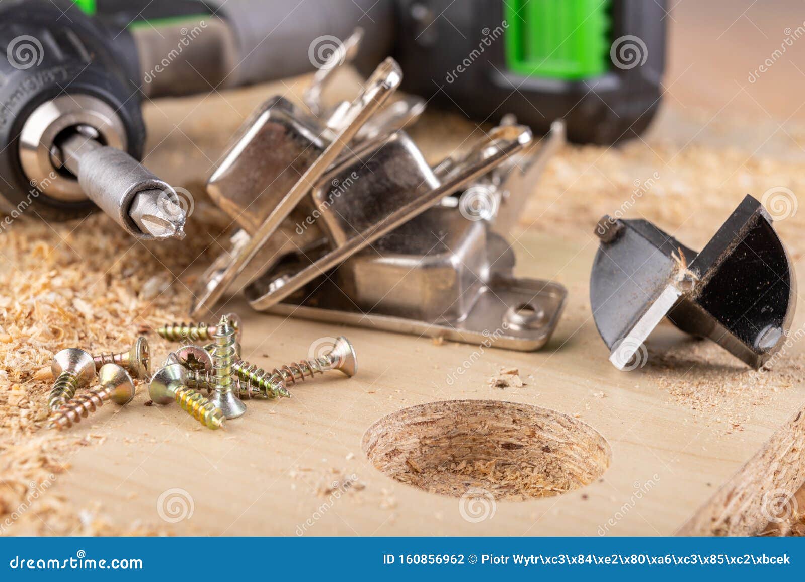 Installation of Furniture Hinges in Chipboard. Small Carpentry Work in ...