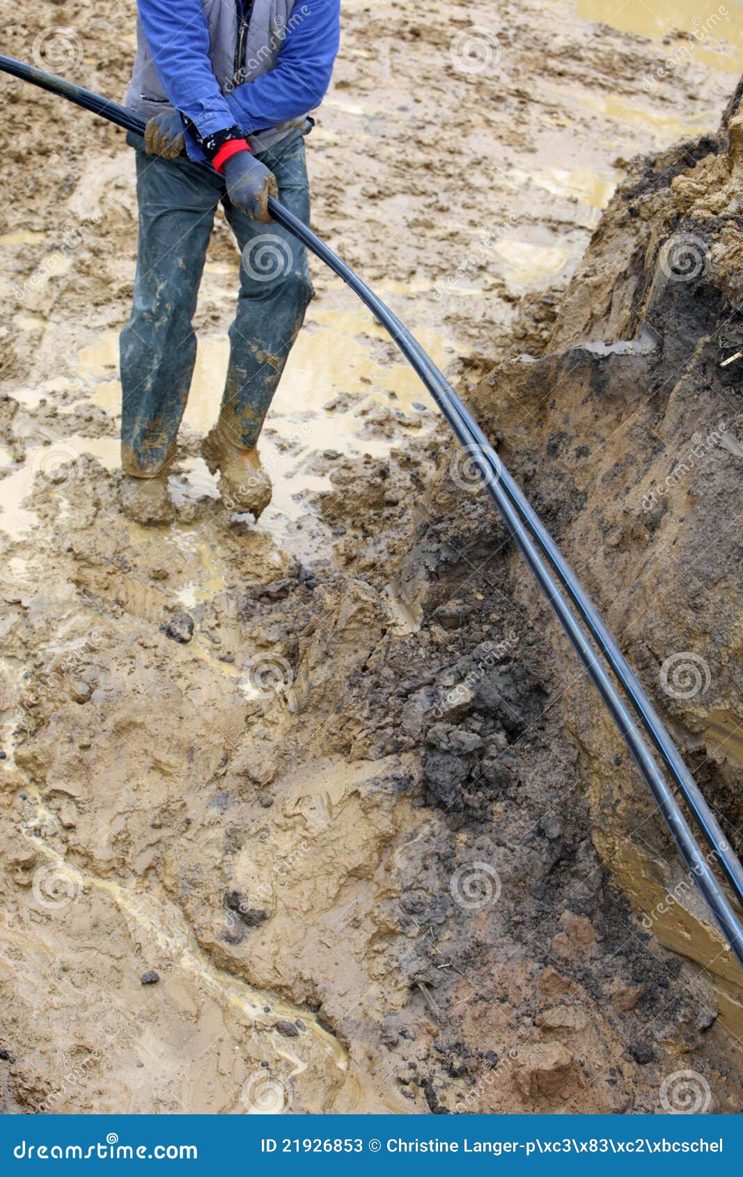 Installation of Geothermal Pipes in the Ground Stock Image - Image of ...