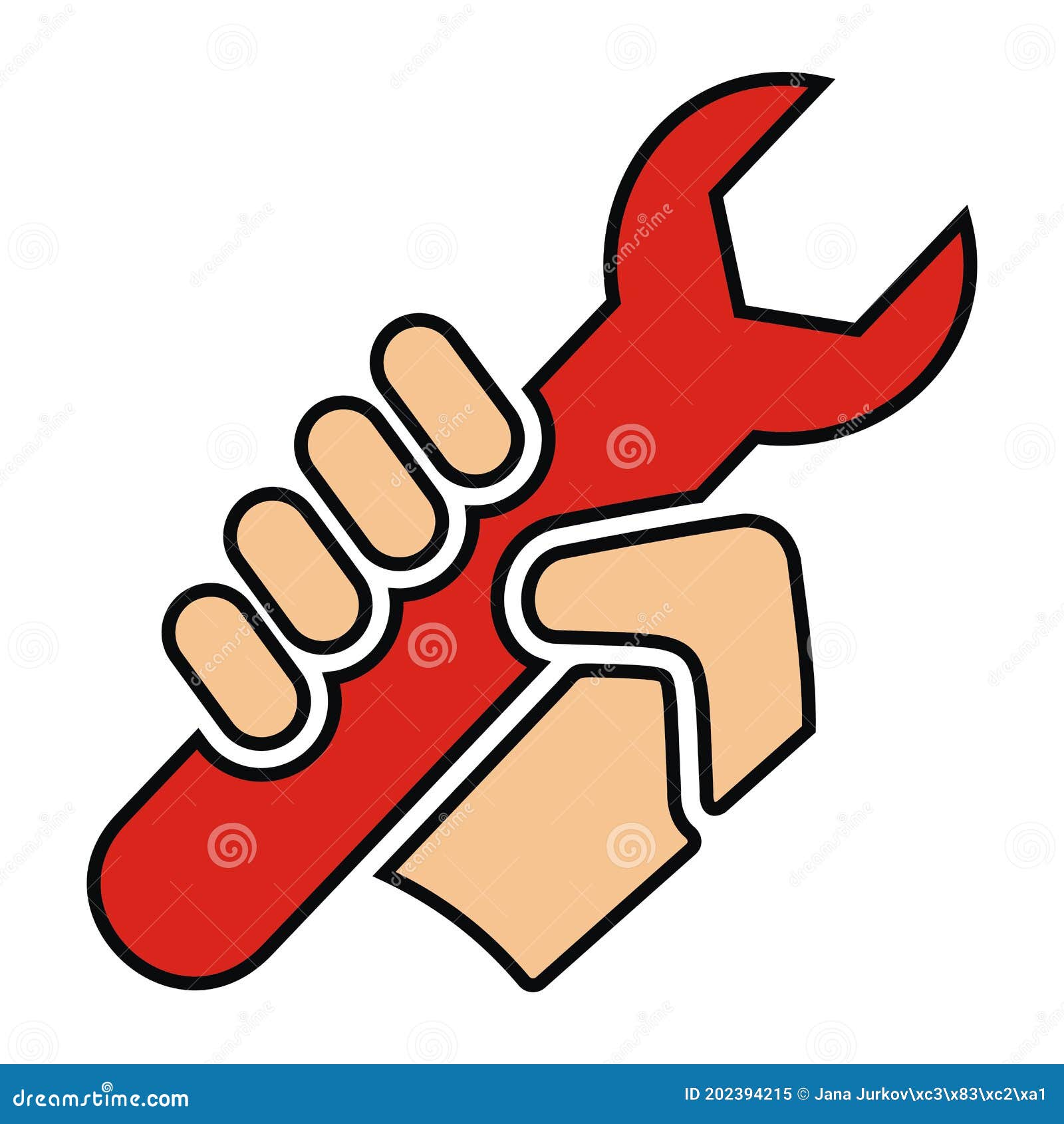 Red Wrench at Hand, Vector Icon Stock Vector - Illustration of ...