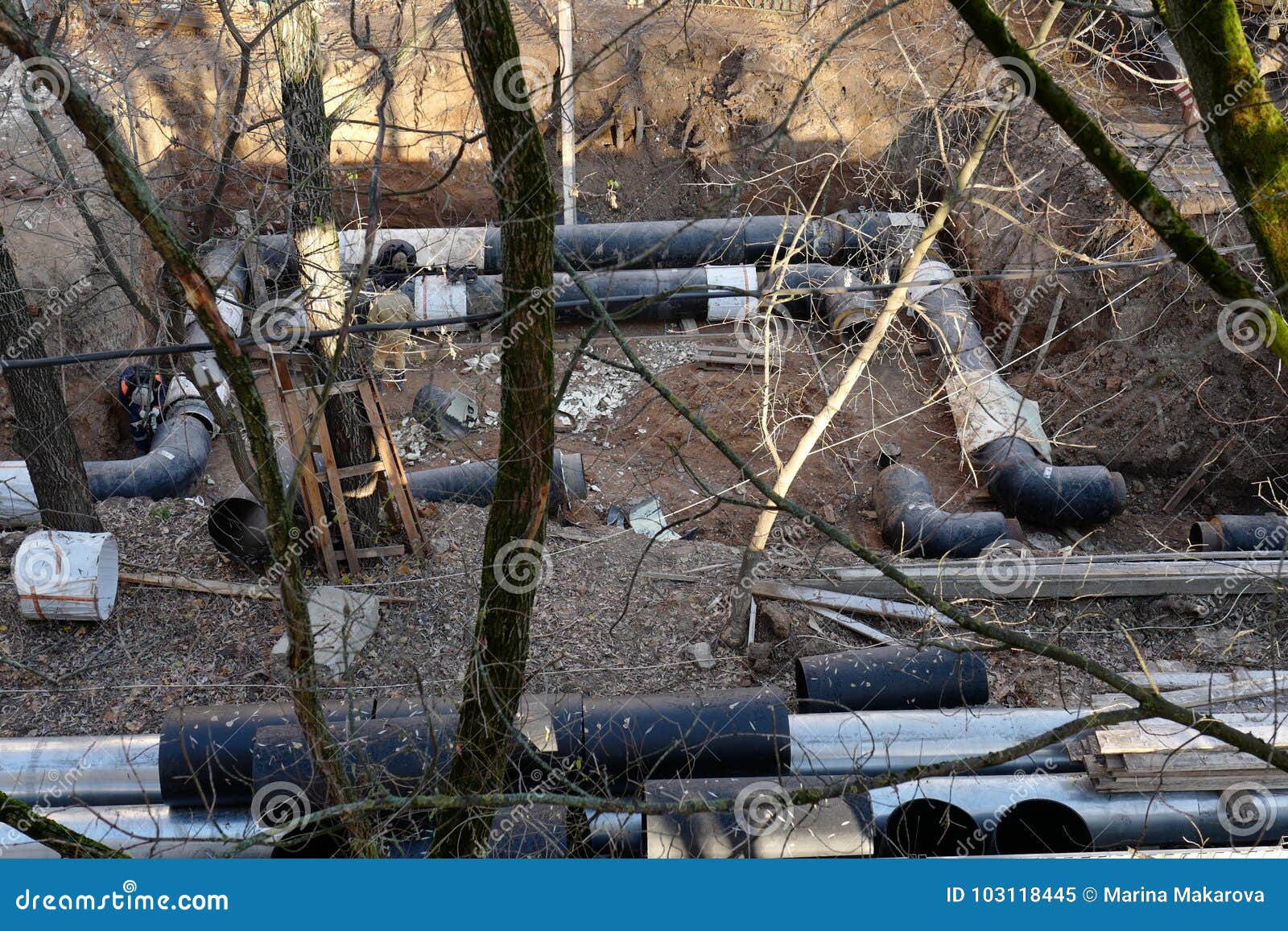 Installation of the Heat Network Compensator Stock Image - Image of ...