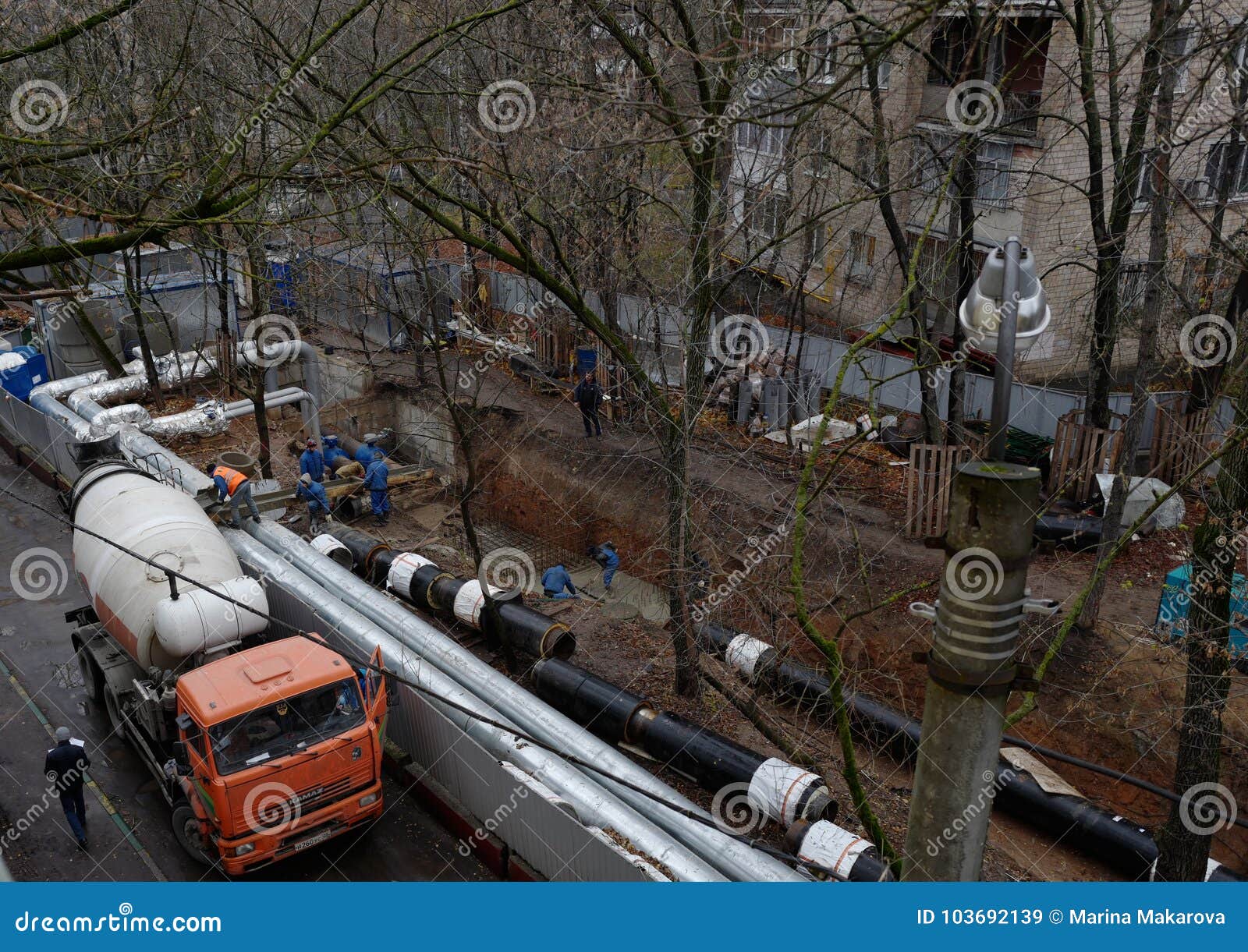 Installation of a Heating Network Editorial Stock Image - Image of ...