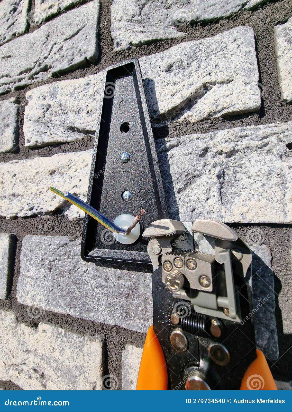 Installation of House Exterior Lighting System Stock Photo - Image of ...