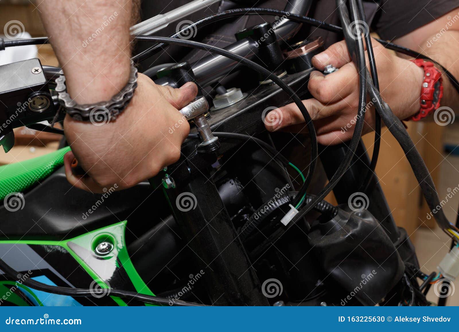 Installation of the Instrument Panel on the New Motorcycle in the ...