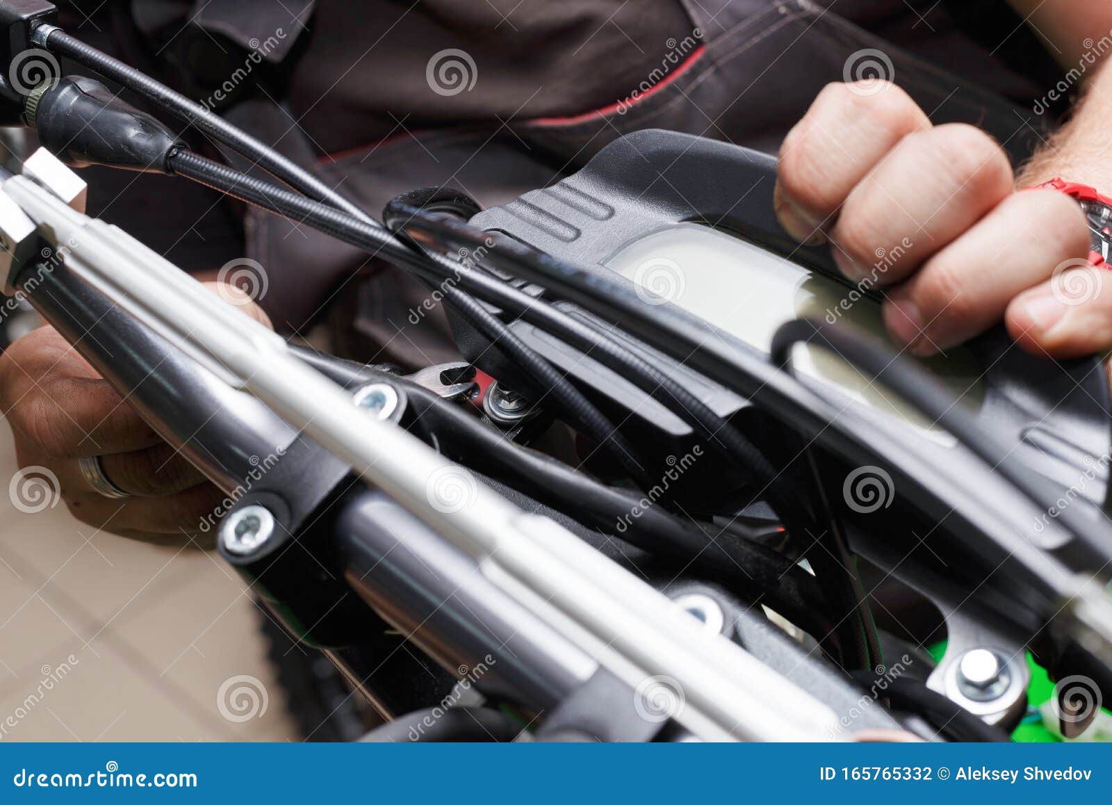 Installation of the Instrument Panel on the New Motorcycle in the ...