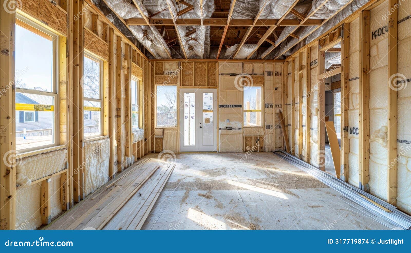 The Installation of Insulation and Drywall on the Interior Making it ...