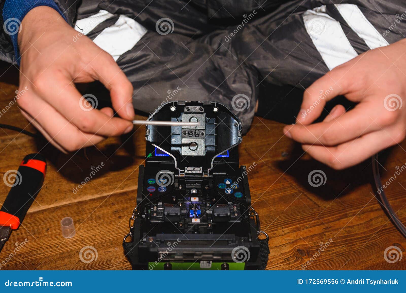 Installation of Internet Cable, Soldering of Torn Wire at Home Stock ...
