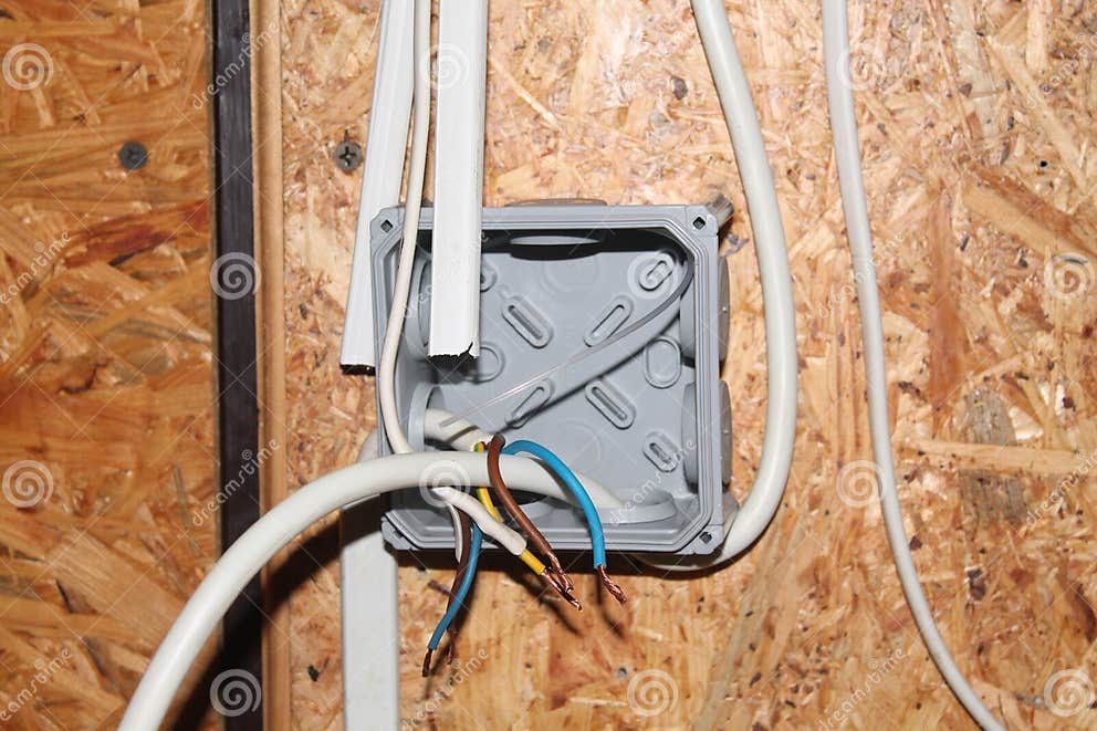 Installation of a Junction Box and an Electrical Outlet Stock Photo ...