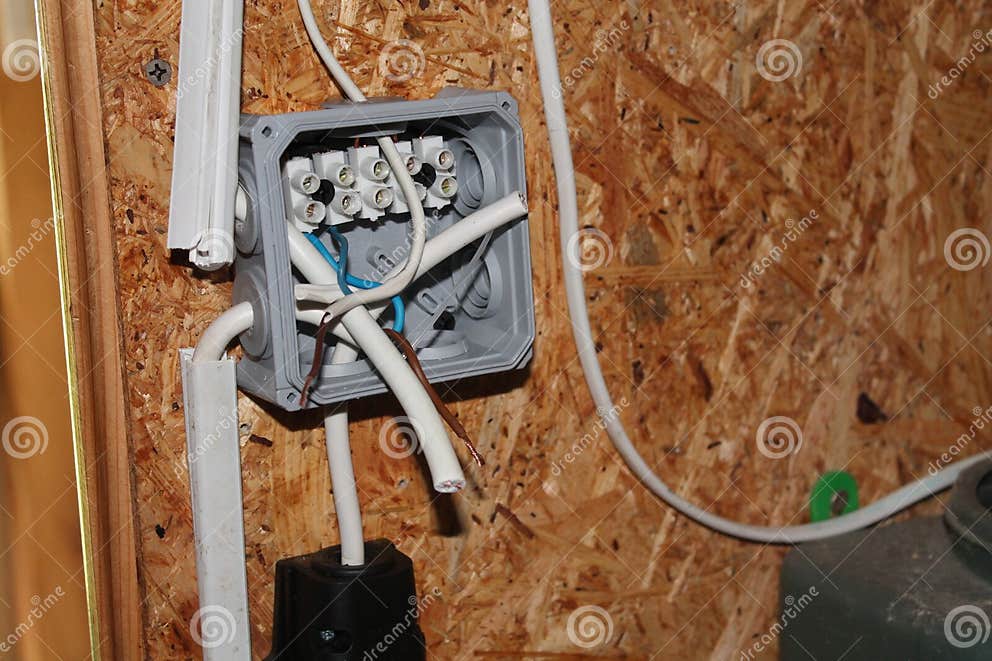 Installation of a Junction Box and an Electrical Outlet Stock Image ...