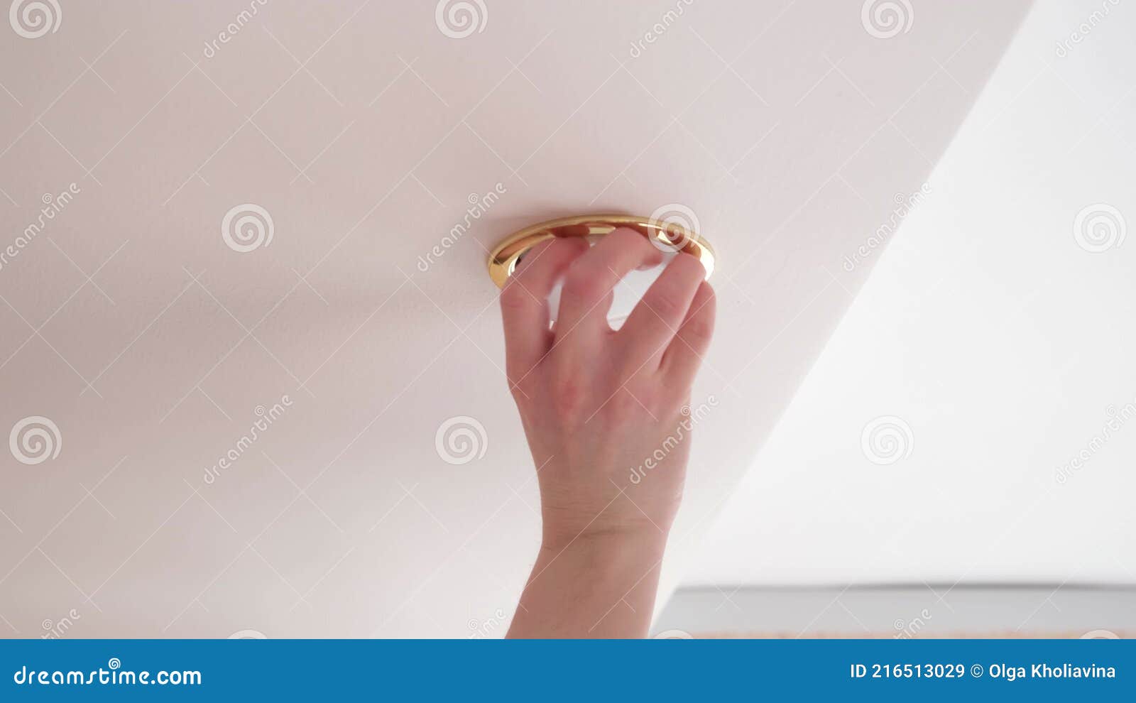 Installation of a LED Light Bulb on the Ceiling. Home Renovation ...