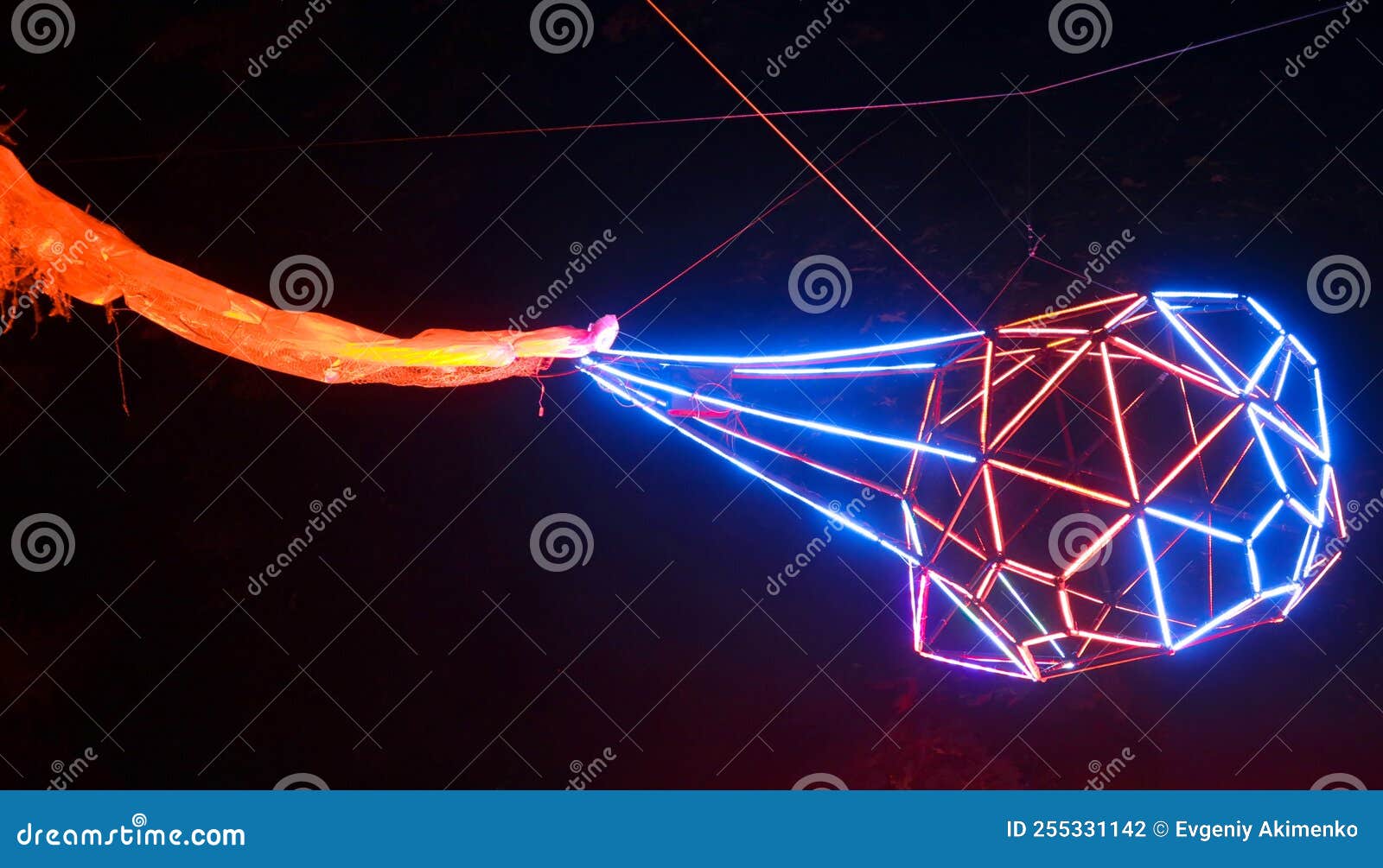 Installation of Light in the Night Park Stock Photo - Image of symmetry ...