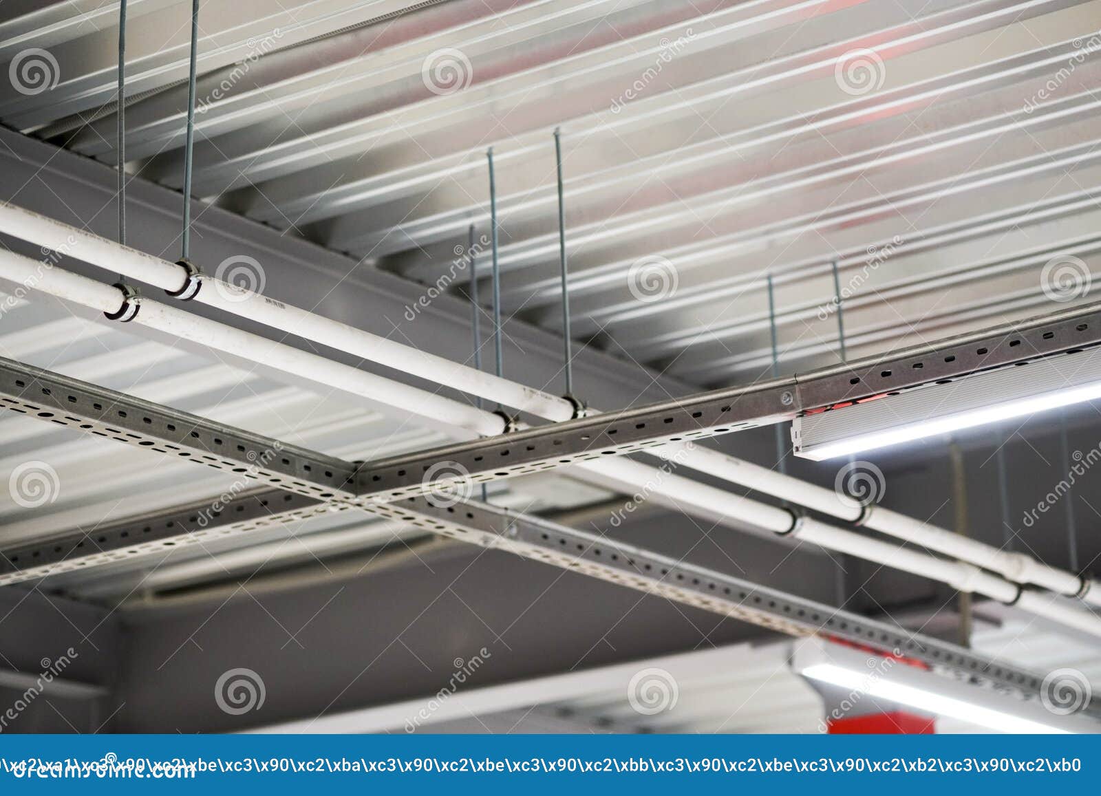 Installation of Lighting Fixtures Suspended Ceiling Stock Image - Image ...