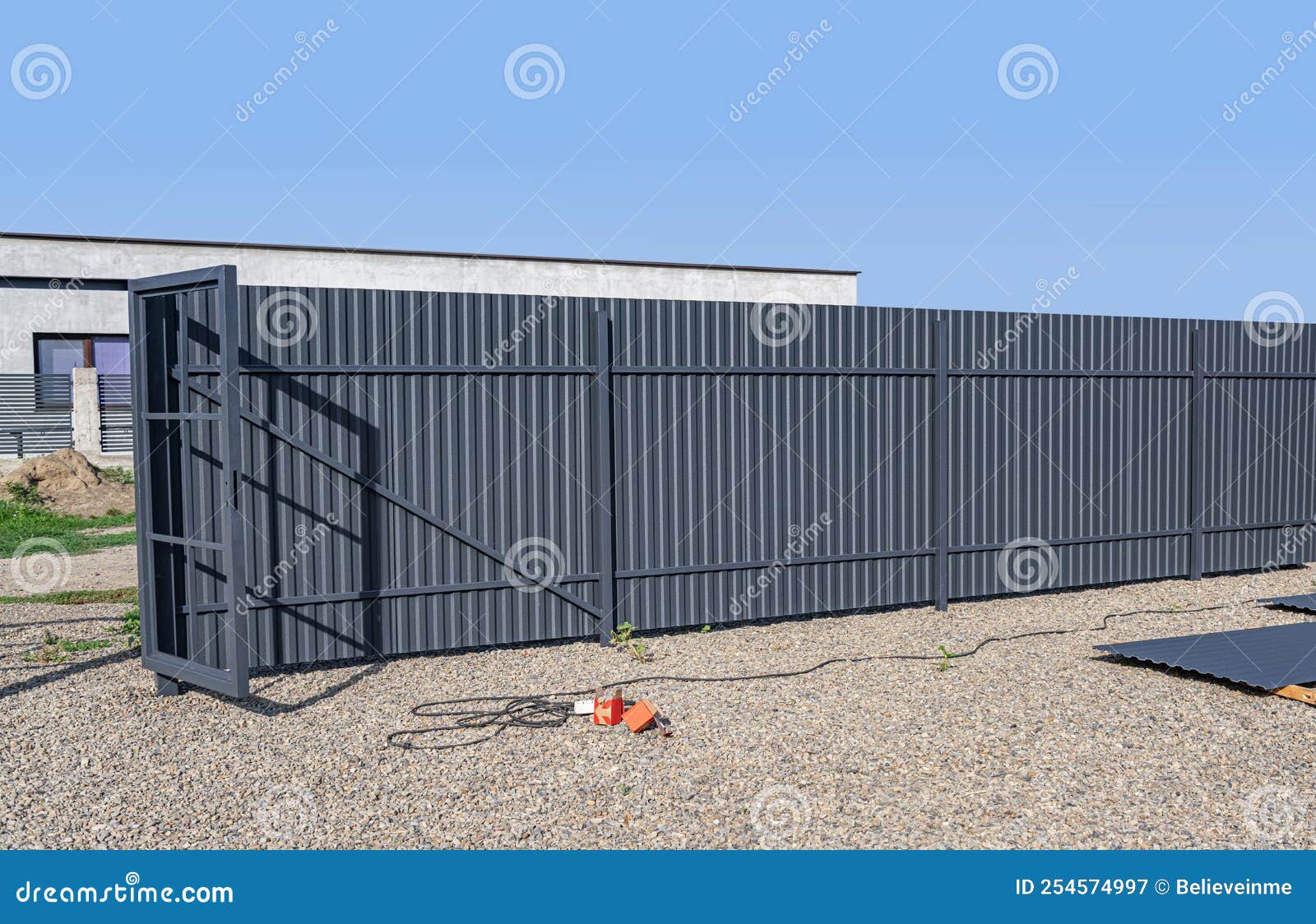 Installation of Metal Gates. Stock Image - Image of gate, install ...