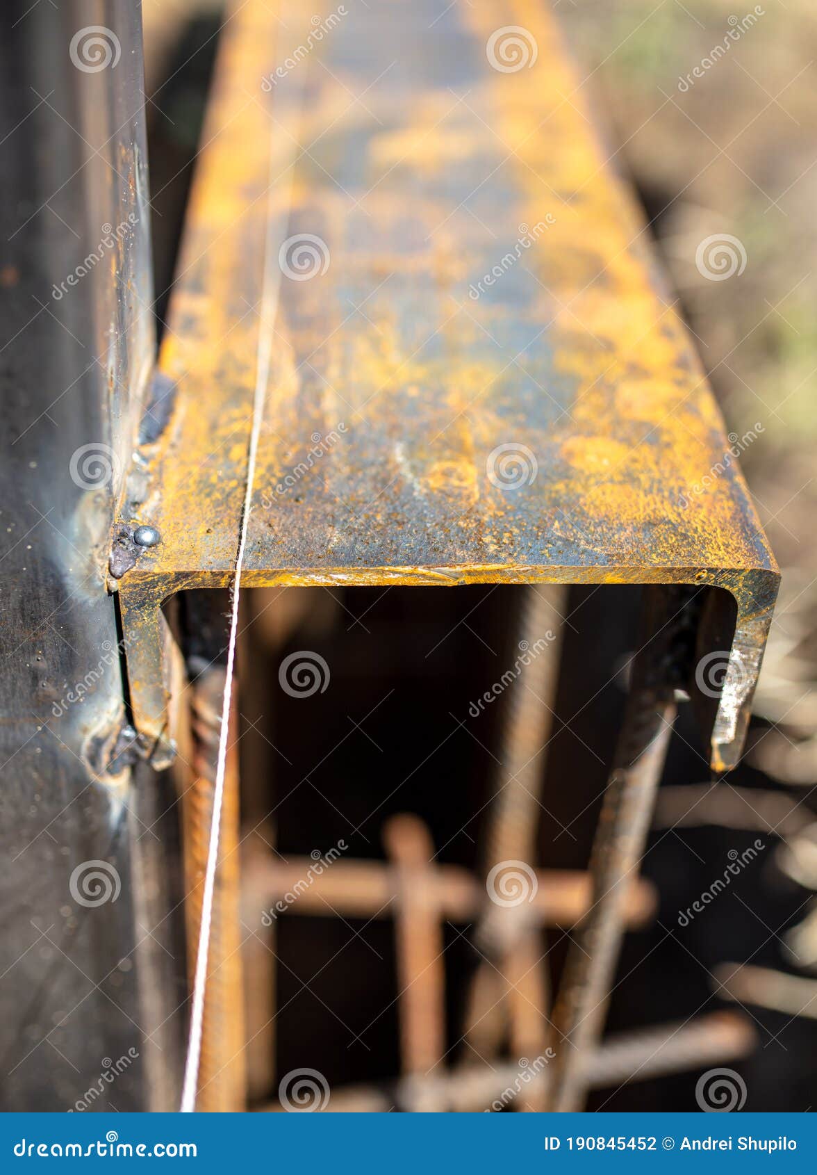 Installation of Metal in the Soil for the Gate Stock Photo - Image of ...