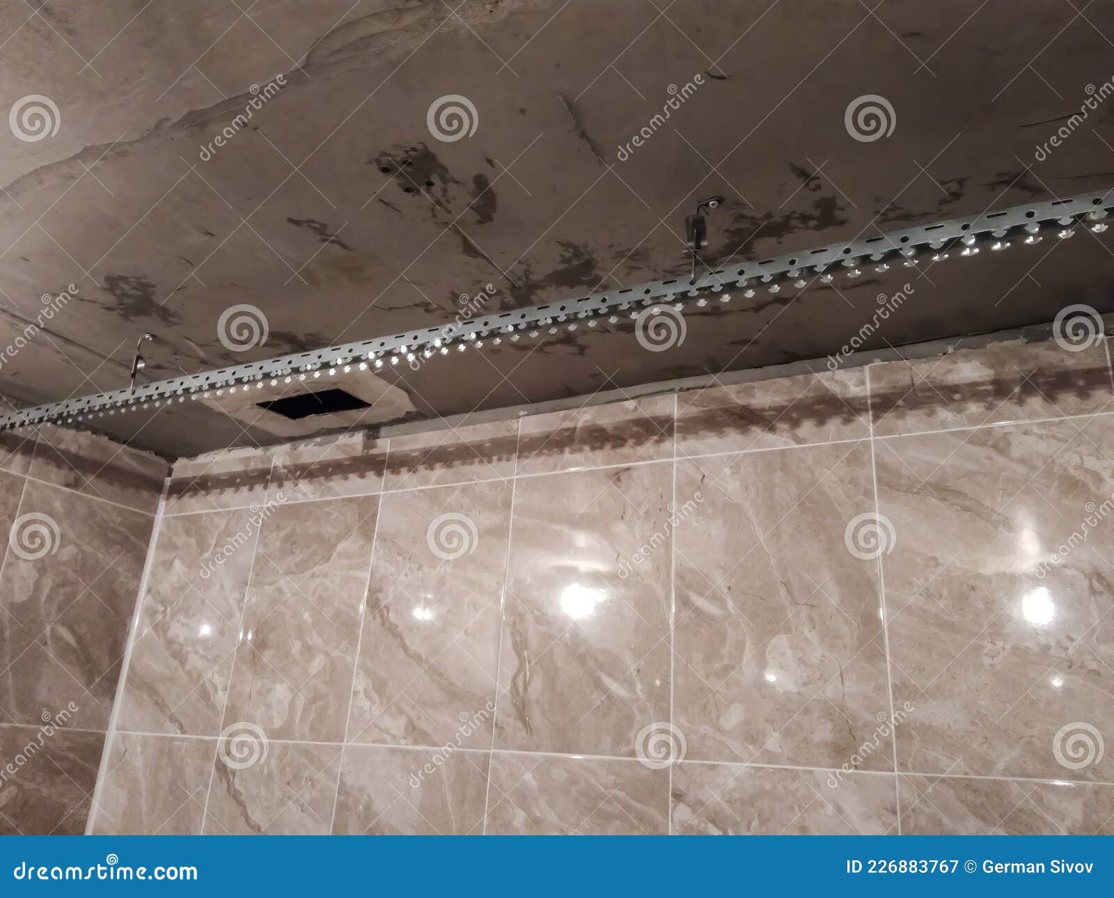 Installation of Metal Stringers for Ceiling Assembly Stock Image ...
