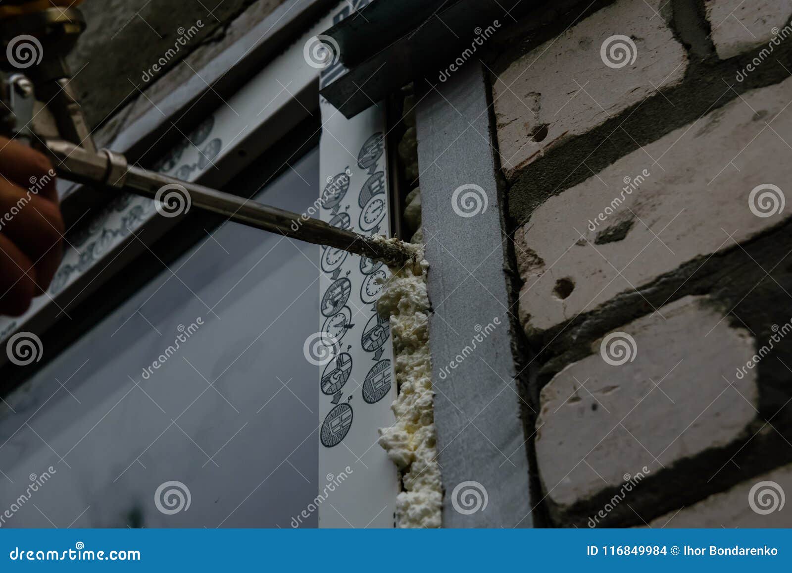 Installation of the Modern Window Made of PVC Profiles Stock Photo ...