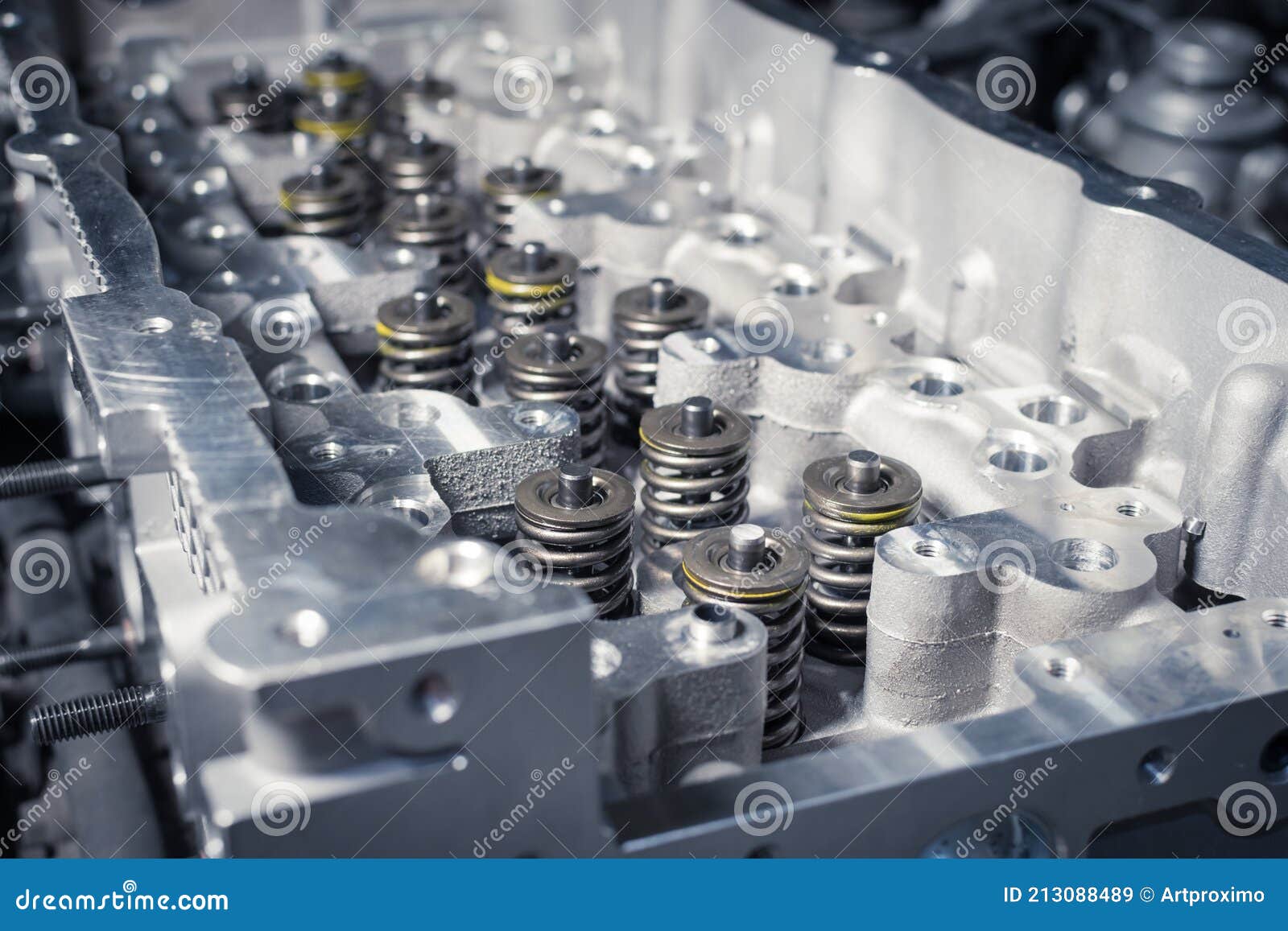 Installation New Cylinder Head on a Old Diesel Engine. Motor Assembly ...