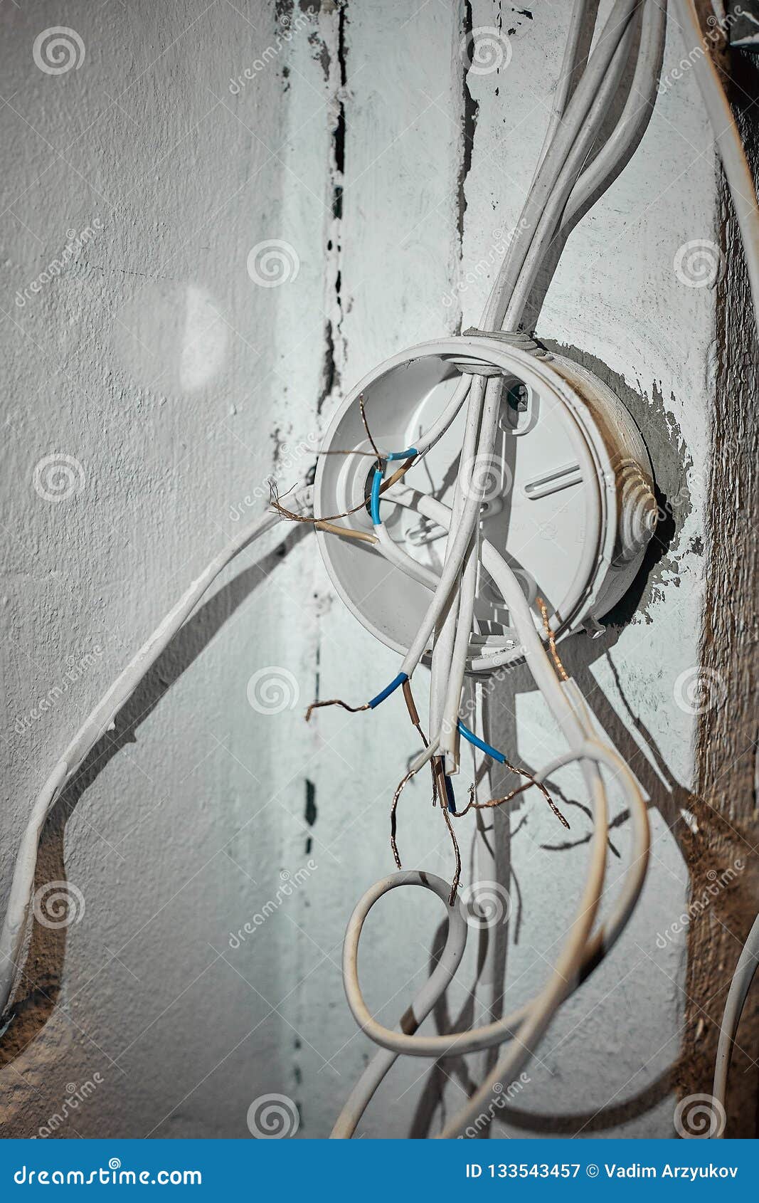 Installation of New Electrical Wiring in the House Stock Image - Image ...