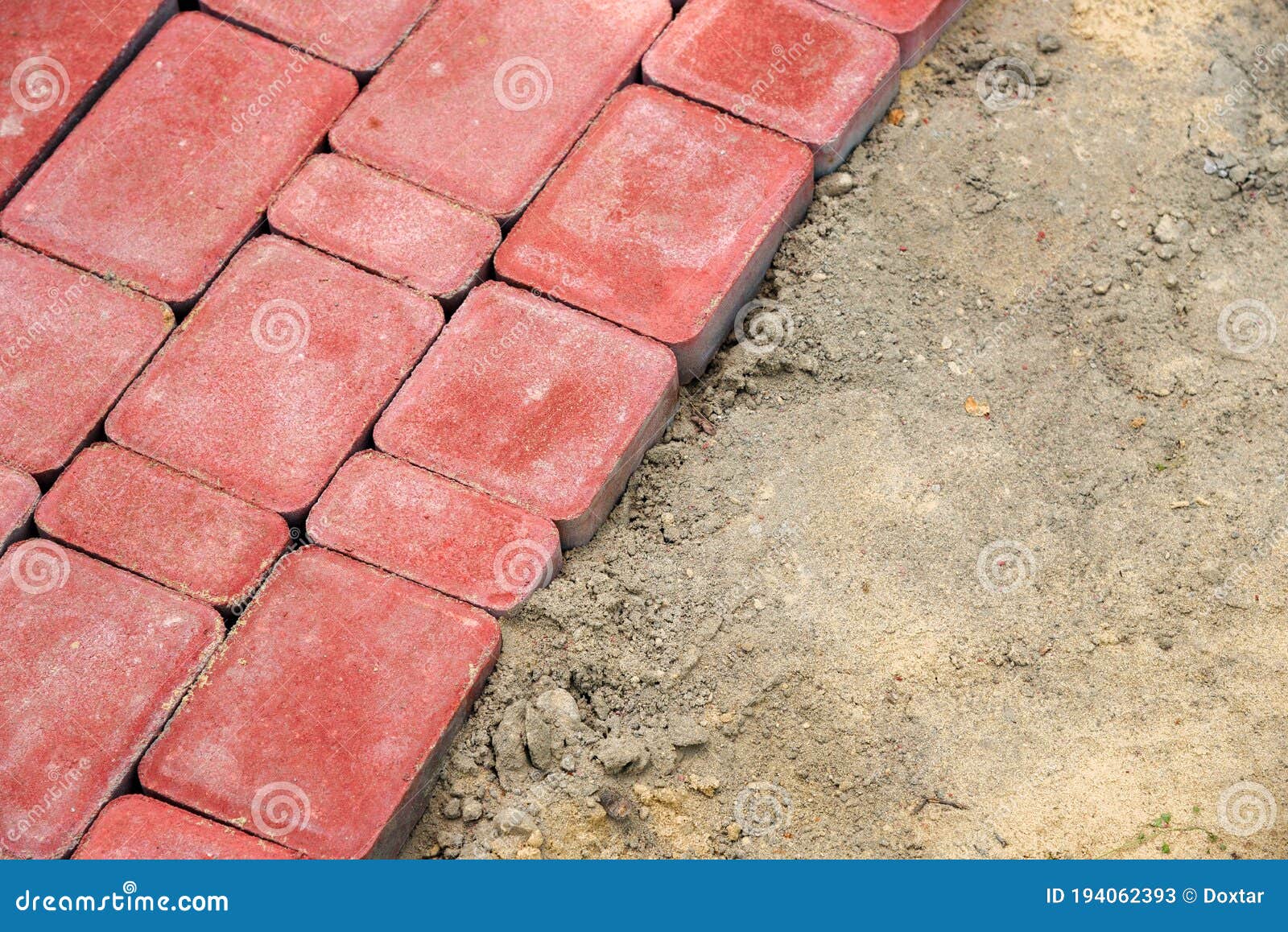 Installation of New Road Tiles, Top View of Pavement Tiles and Sand ...